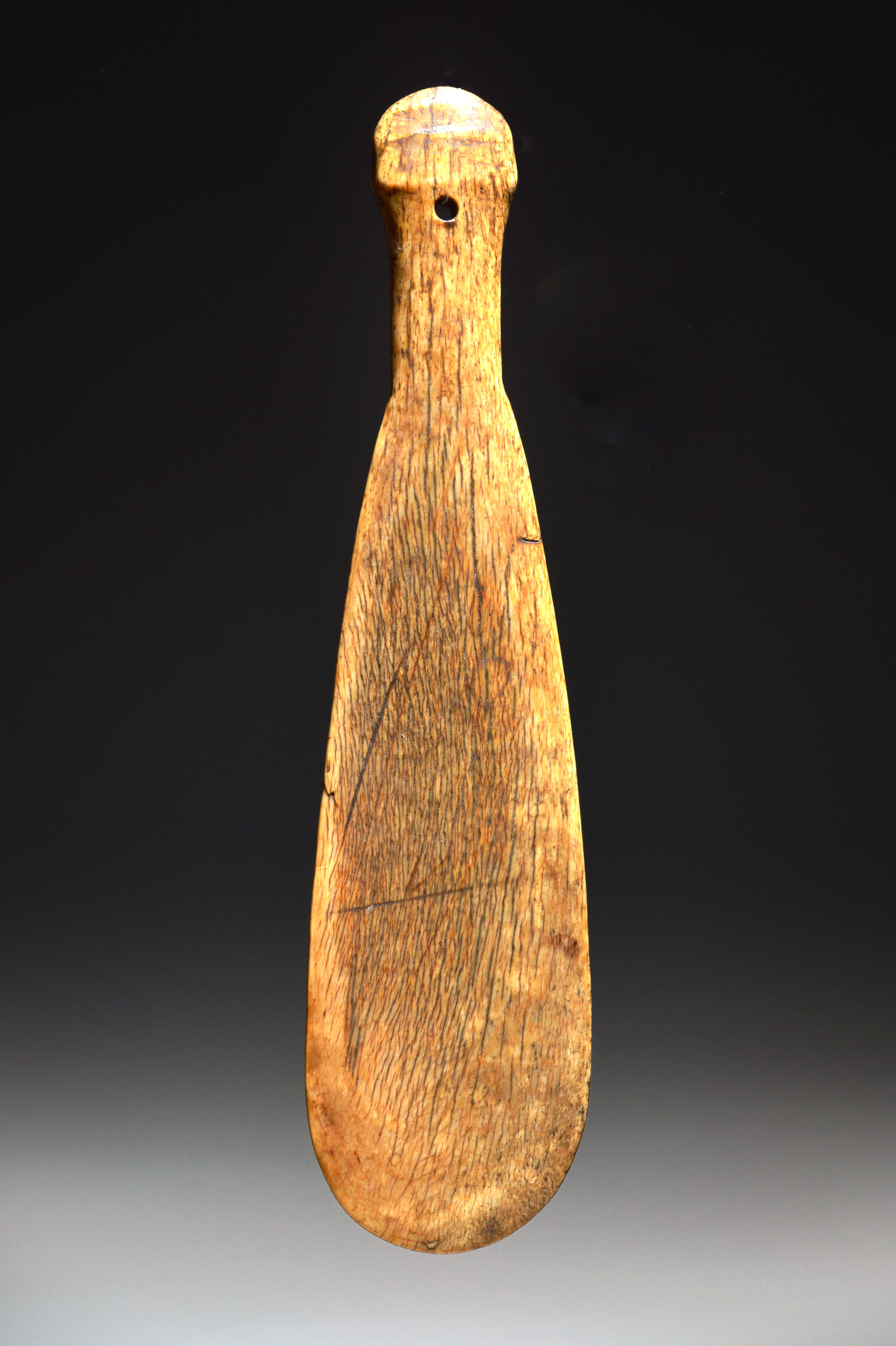 A Maori hand club patu paraoa New Zealand whalebone, of spatulate form ...