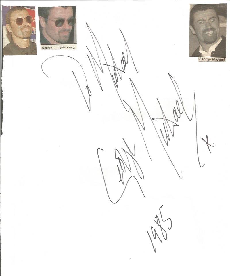 George Michael signed large white page to Michael dated 1985, huge ...