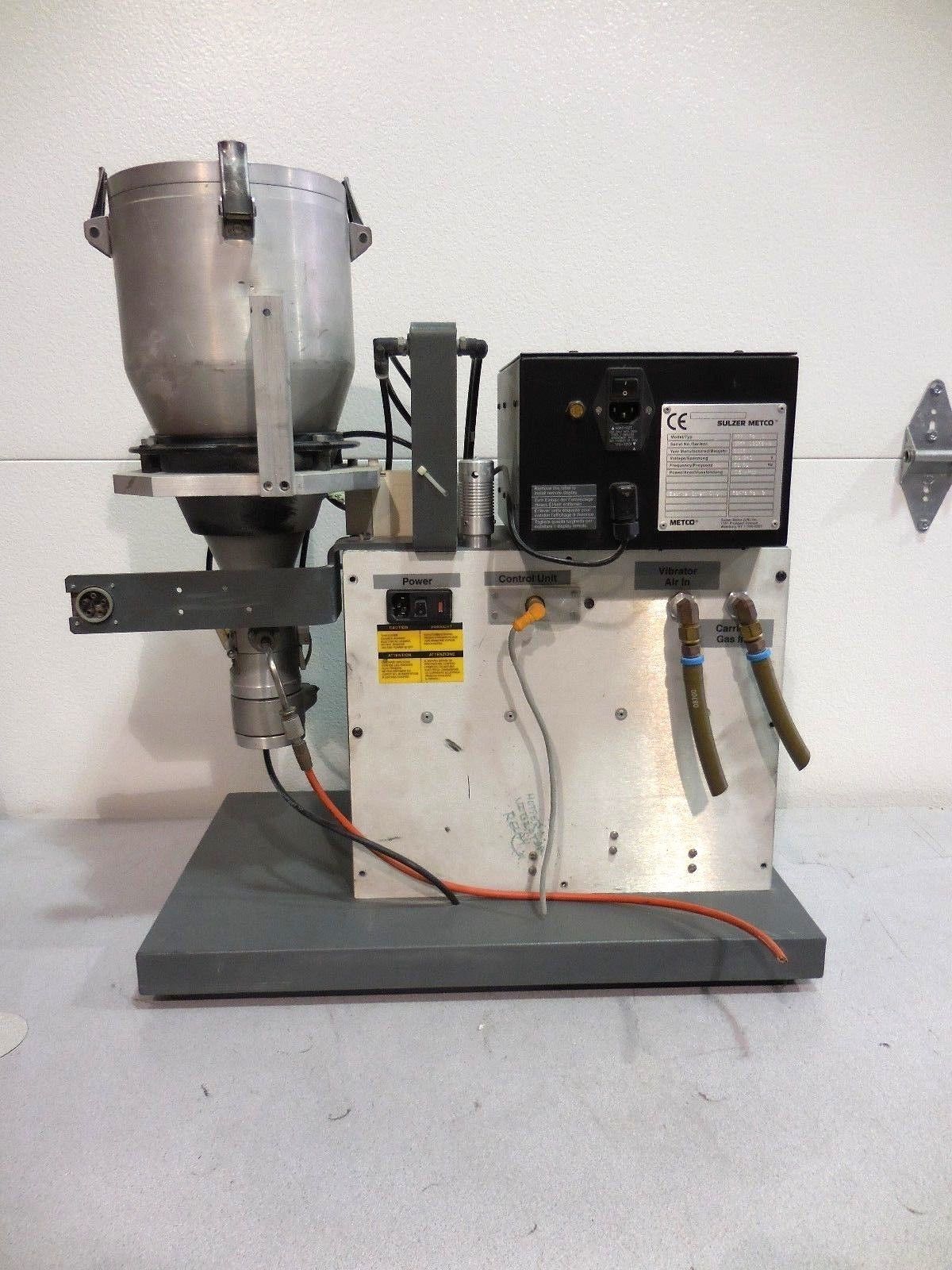 SULZER METCO 5MPE PLASMA POWDER FEEDER W/ PFRM POWDER METER & FS HOPPER