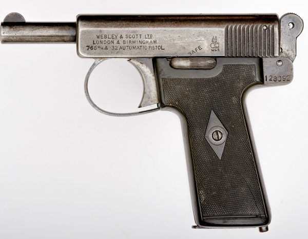 **Webley & Scott Model 1908 Standard Model .32 Automatic Pistol 7.65mm ...