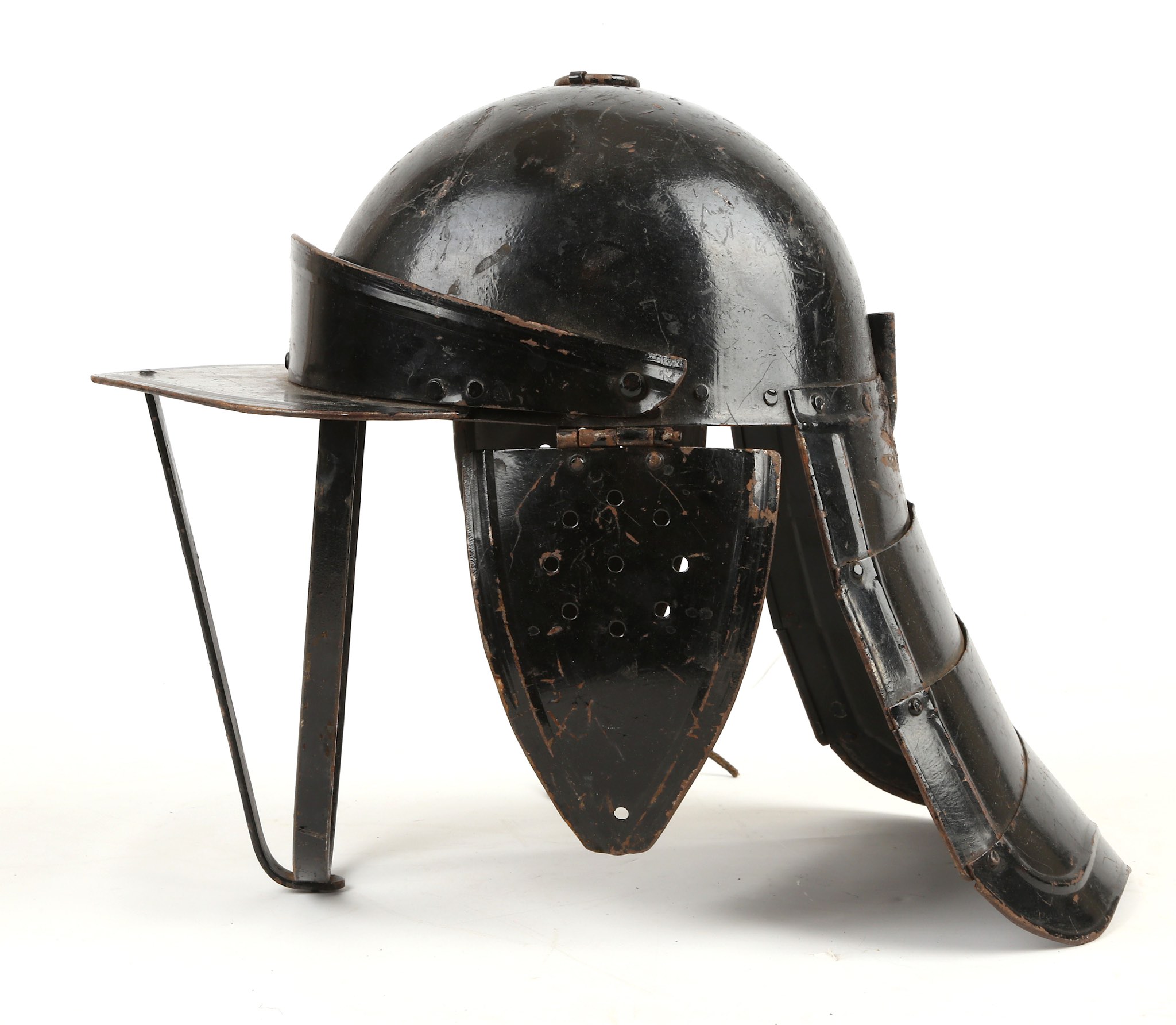 Suit of armour, Cromwellian Roundhead, helmet with lobster tail guard ...