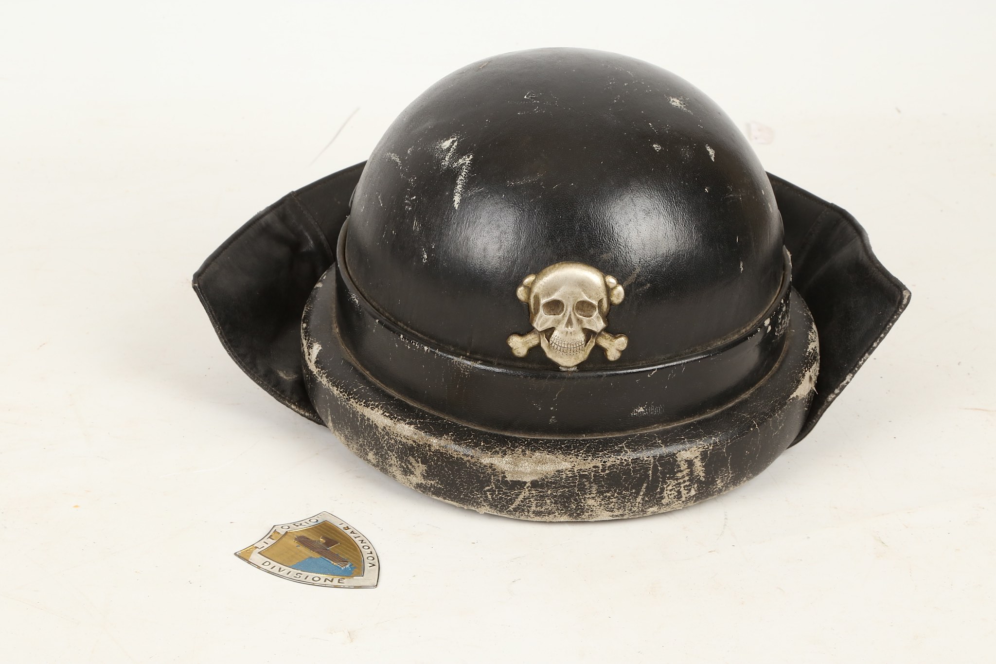 WWII Facsim, Italy interest; M35 Italian tank crew helmet, black ...