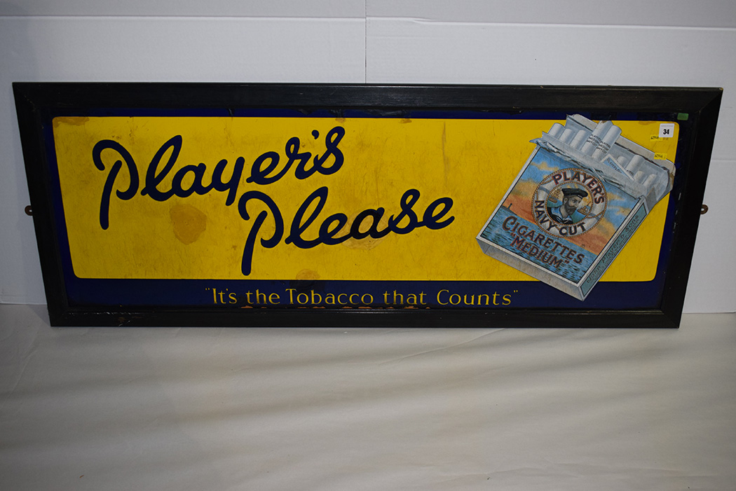 'Players Tobacco and Cigarette' enamel advertising sign, inscribed ...