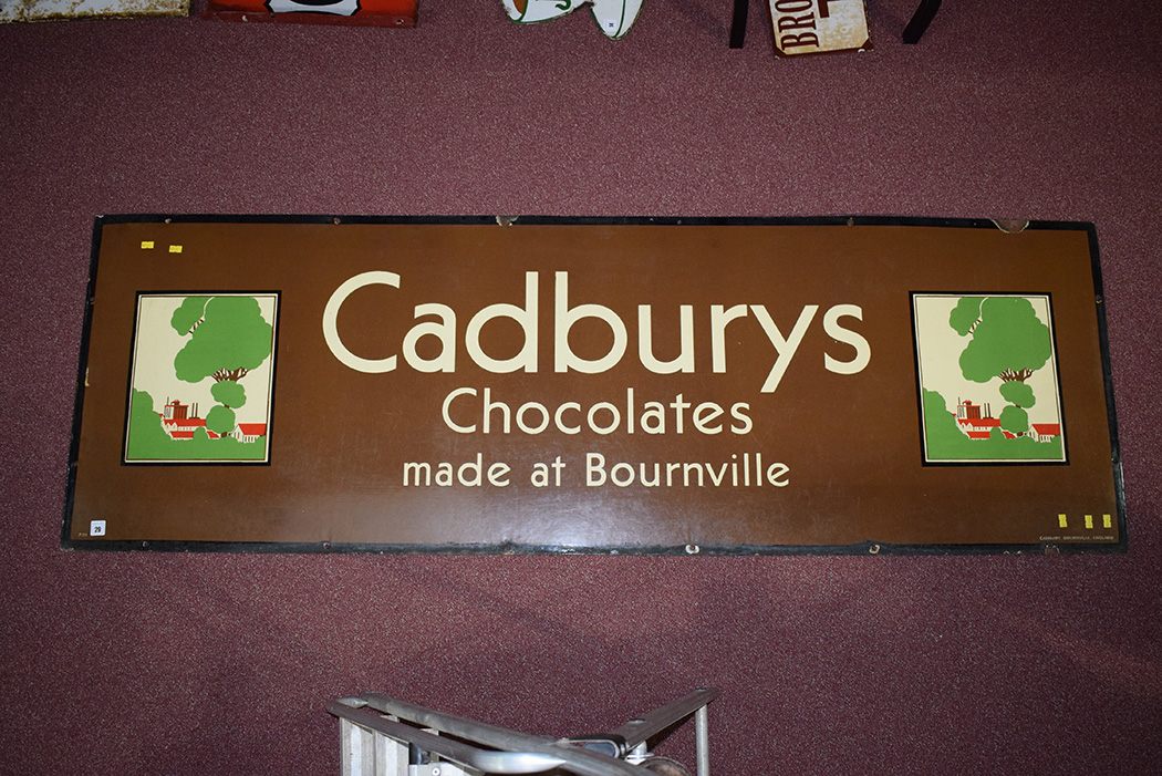 'Cadburys Chocolate' enamel advertising sign, inscribed "Cadburys Made ...