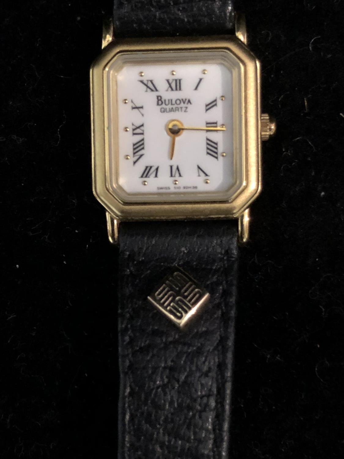 A Bulova T2 Quartz Ladies Wristwatch, canted square dial, gold plated ...