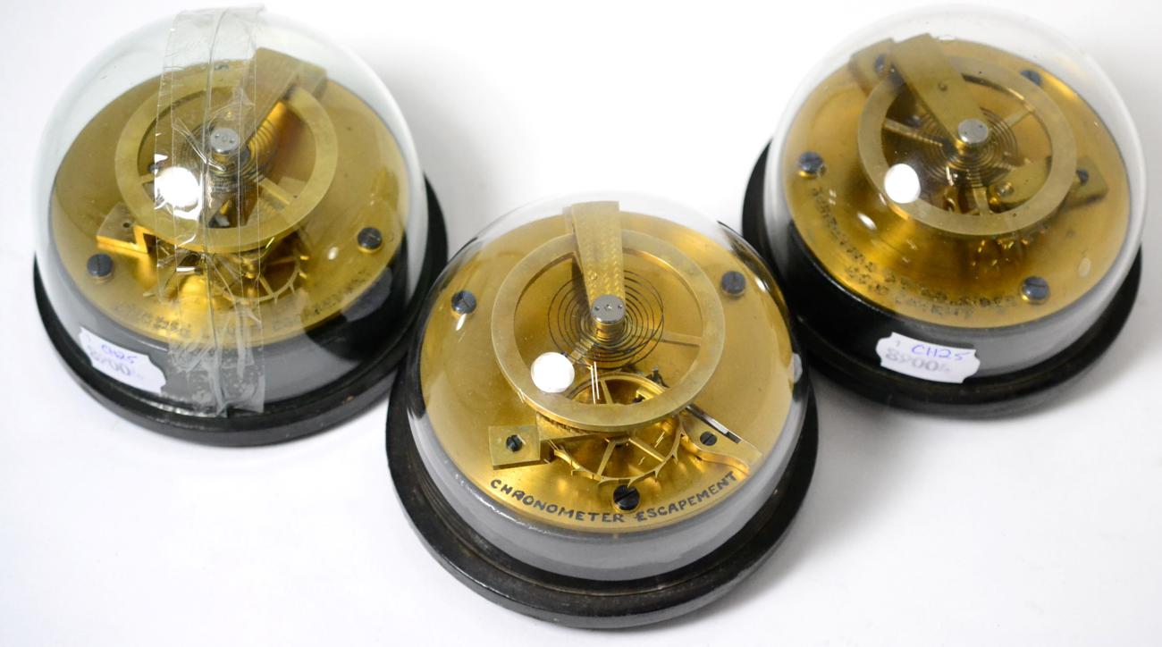 Three clock escapement display models, circa 1920's, ''chronometer ...