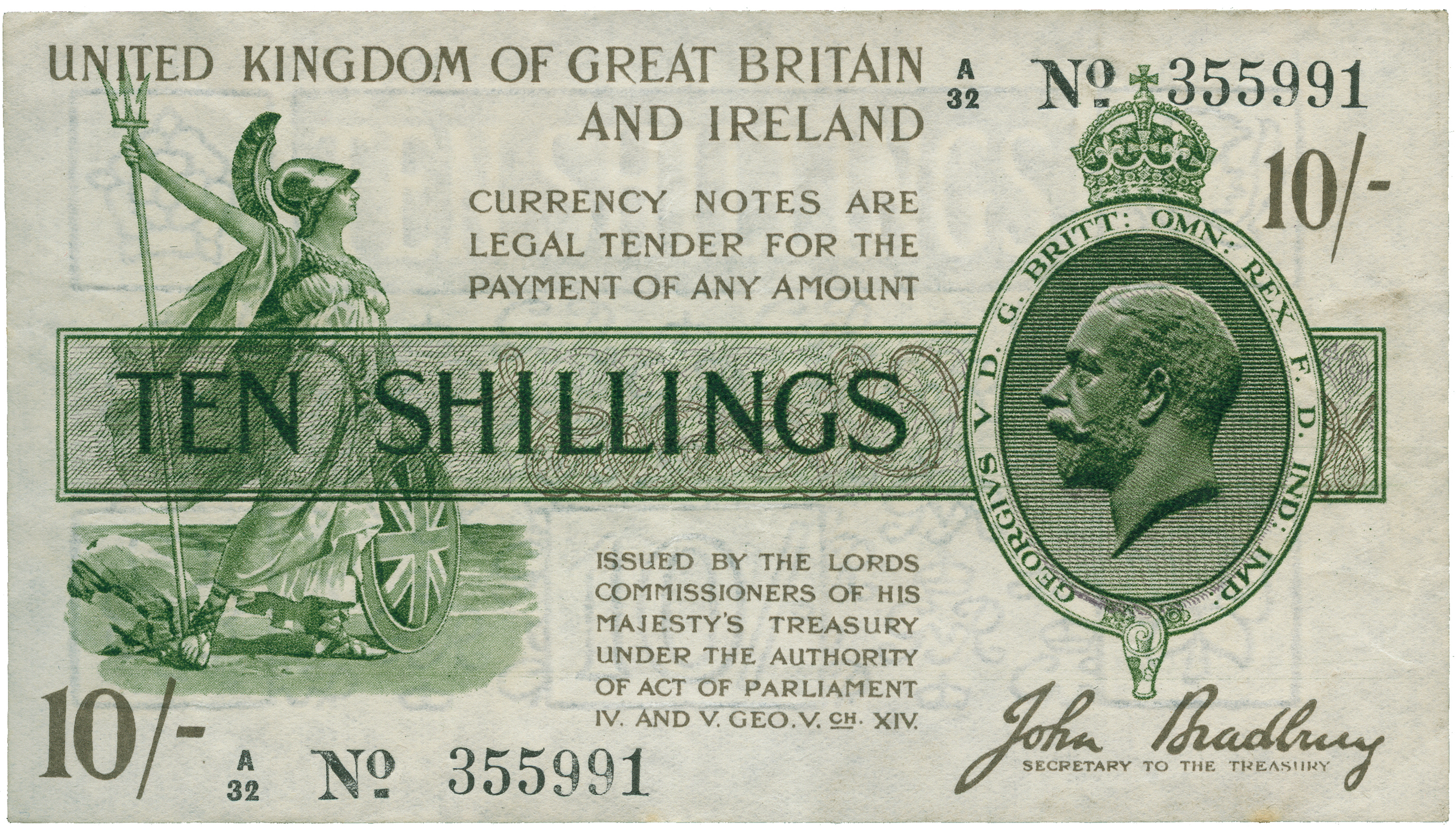 BANKNOTES, Great Britain, Treasury Notes, Third Issue, 10-Shillings ...