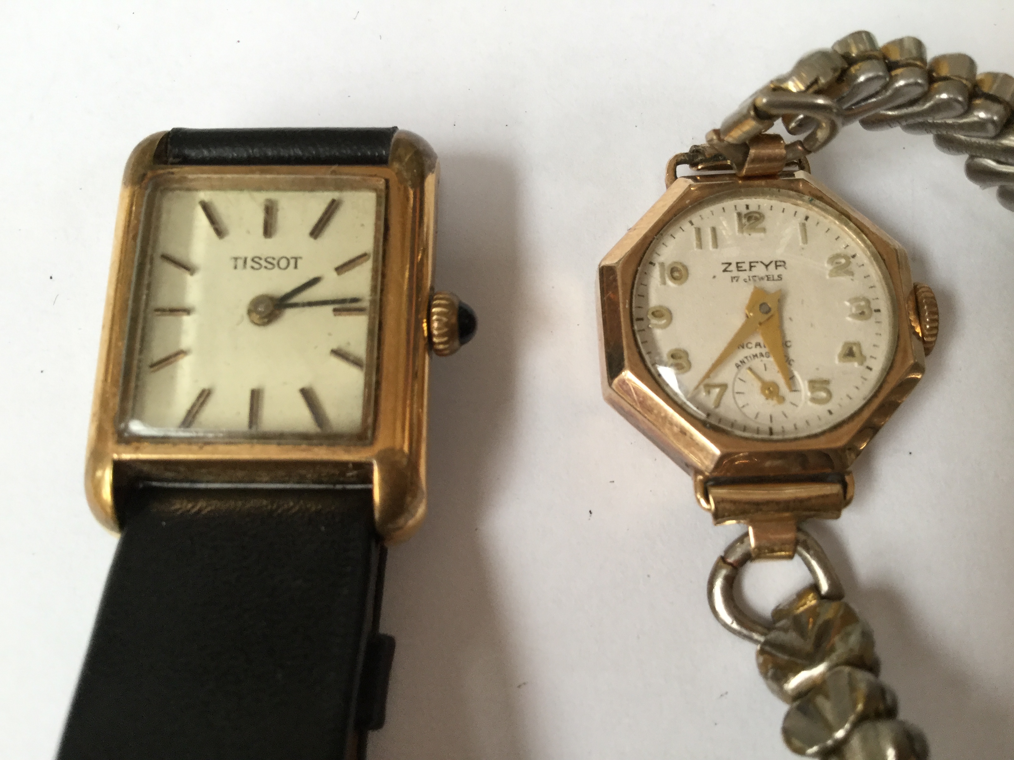 A lady's Zefyer 9ct octagonal gold cased cocktail watch together with a ...
