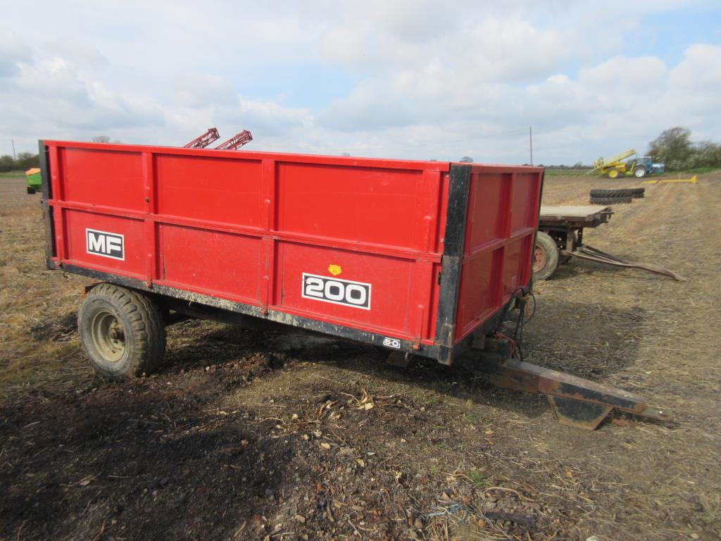 Massey Ferguson 200 5ton single axle steel dropside tipping trailer