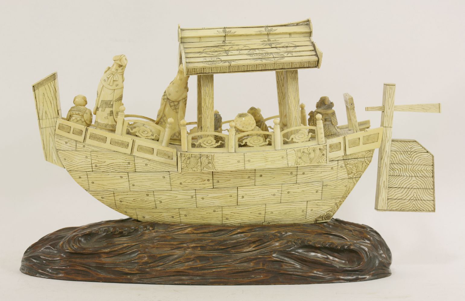 A Japanese ivory takarabune,late 19th century, the treasure ship ...
