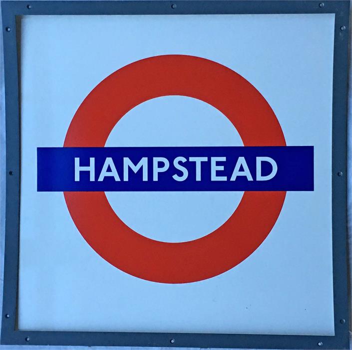 London Underground enamel PLATFORM SIGN from Hampstead station on the ...
