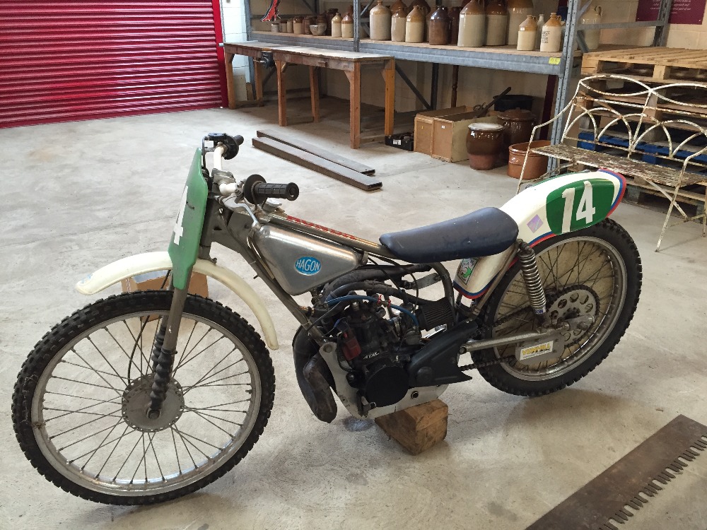 Alf Hagan 250cc grass track speedway bike. 1979. Fitted with Honda ...