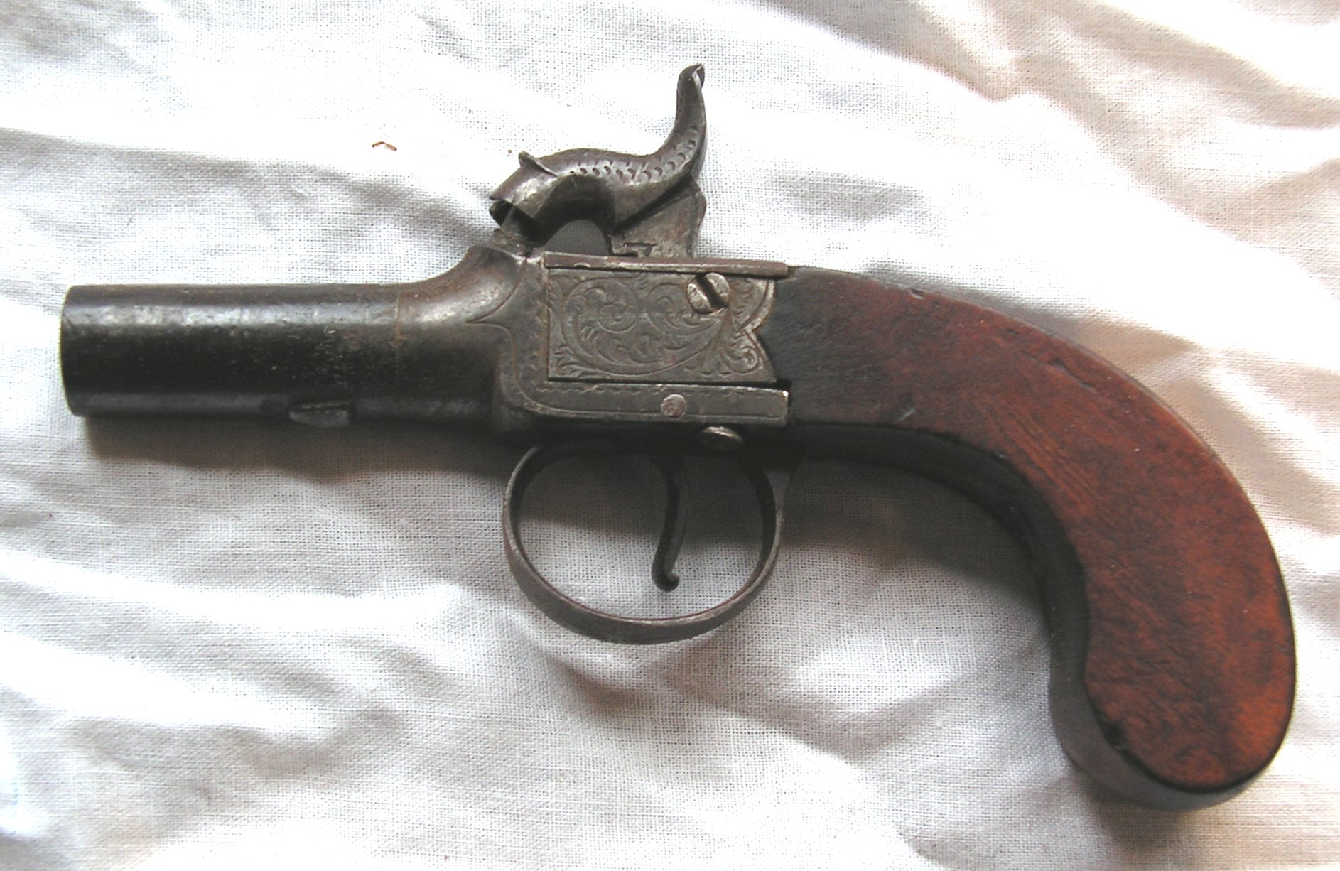 Victorian Percussion pocket pistol. Birmingham proof marks, barrel 35mm ...