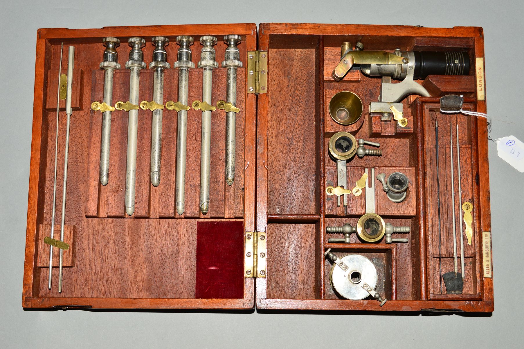 AN EARLY 20TH CENTURY BOXED MEDICAL KIT, containing various medical ...