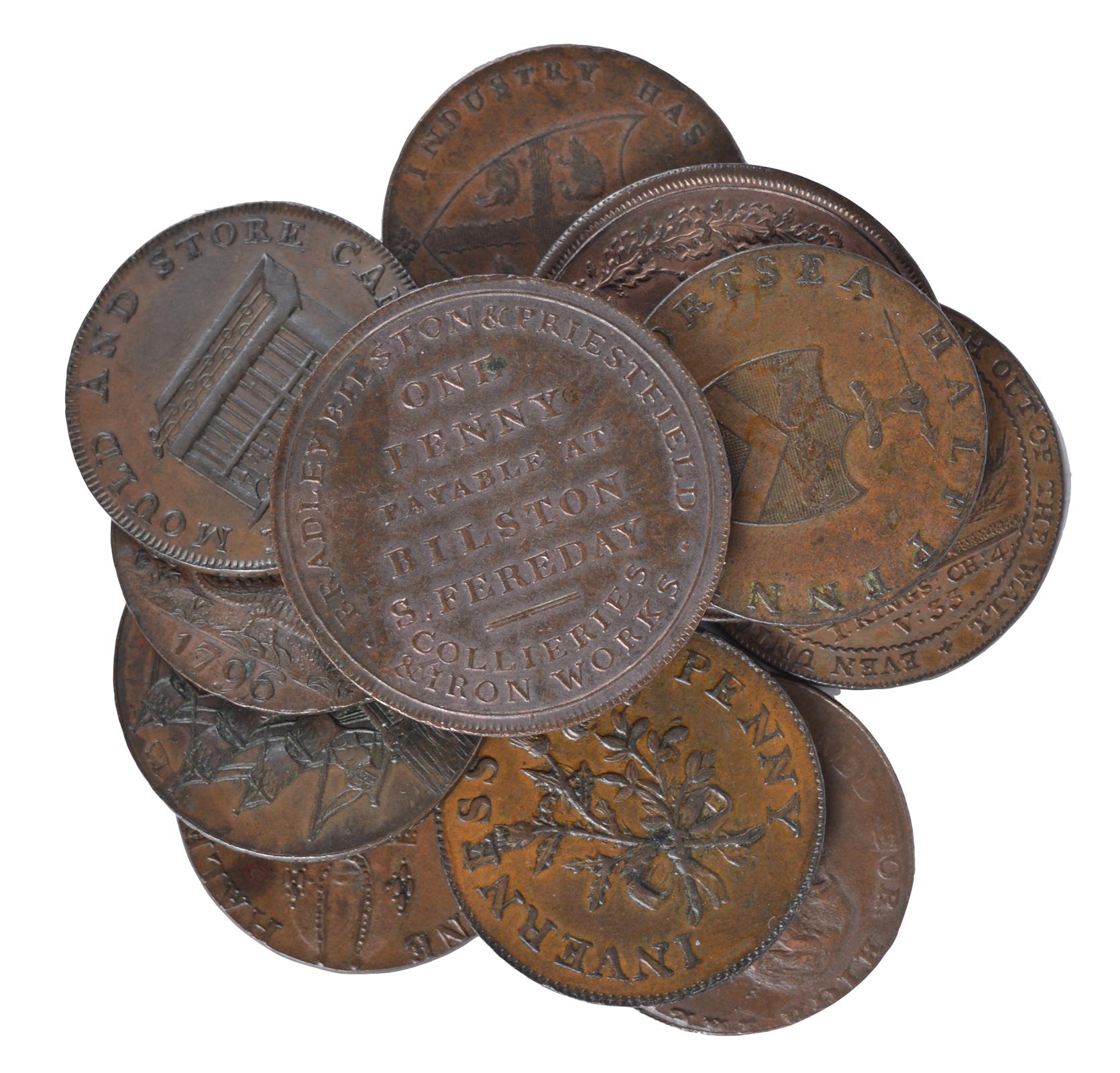 A group of British 18th and 19th Century copper tokens, comprising ...