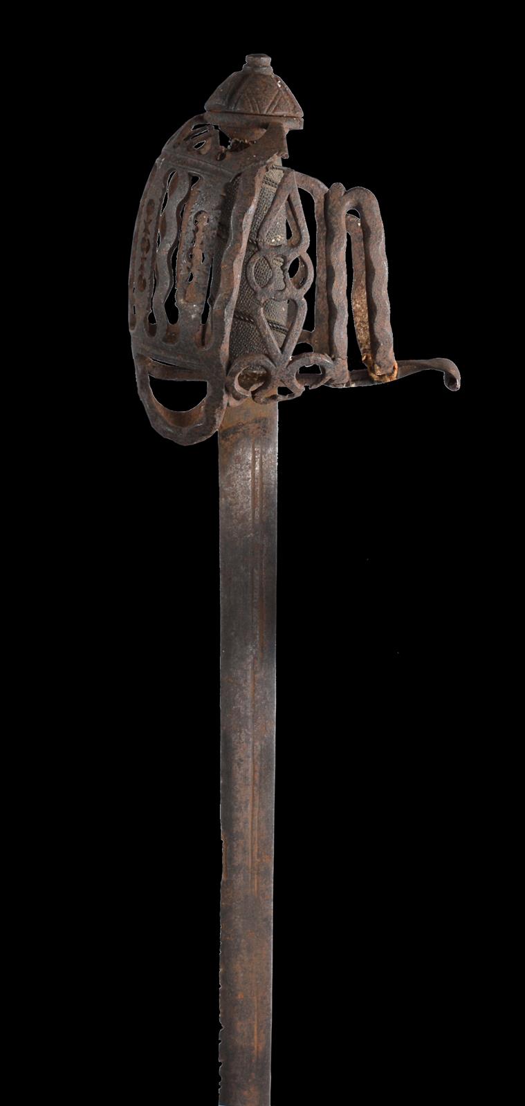 A good 18th Century Scottish basket hilted sword, having putative ...