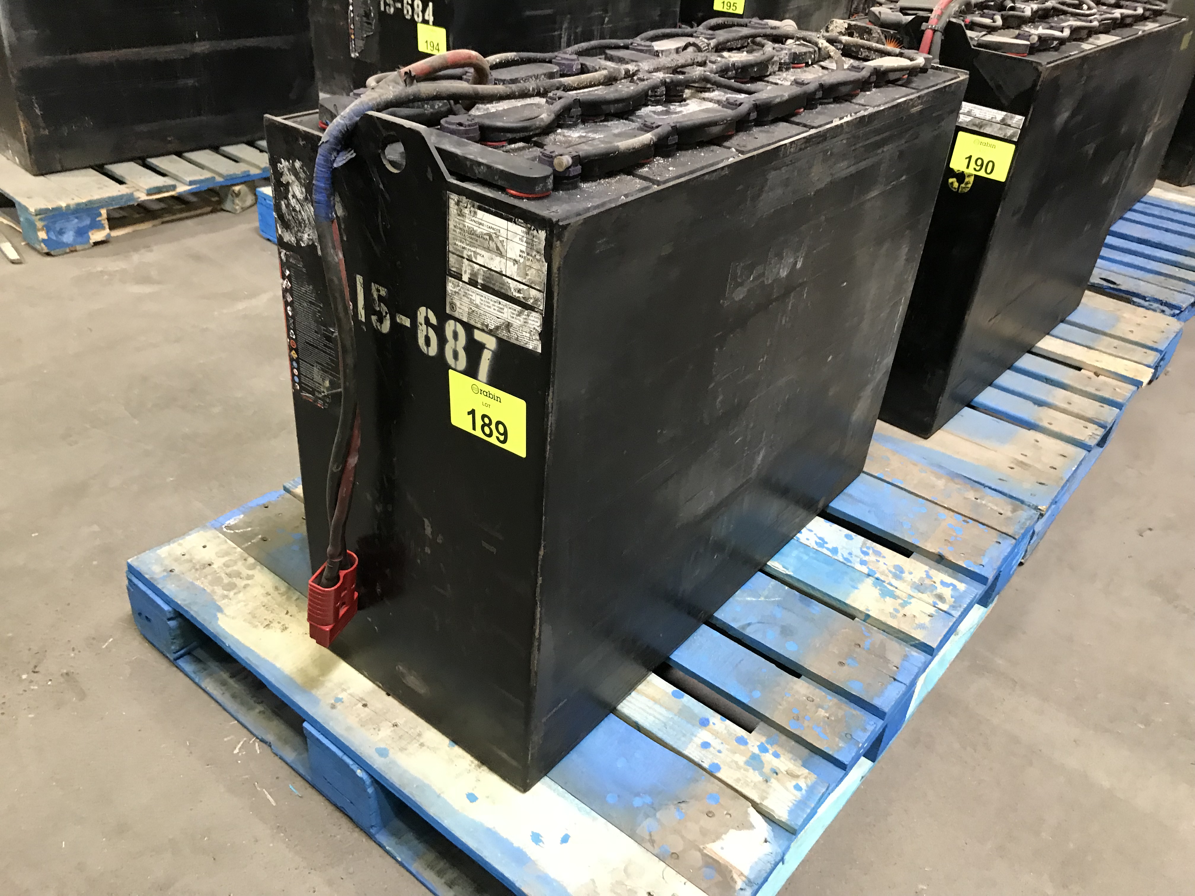 36V forklift battery, s/n 125DL-13, 750 Amp hr, asset # 15-687