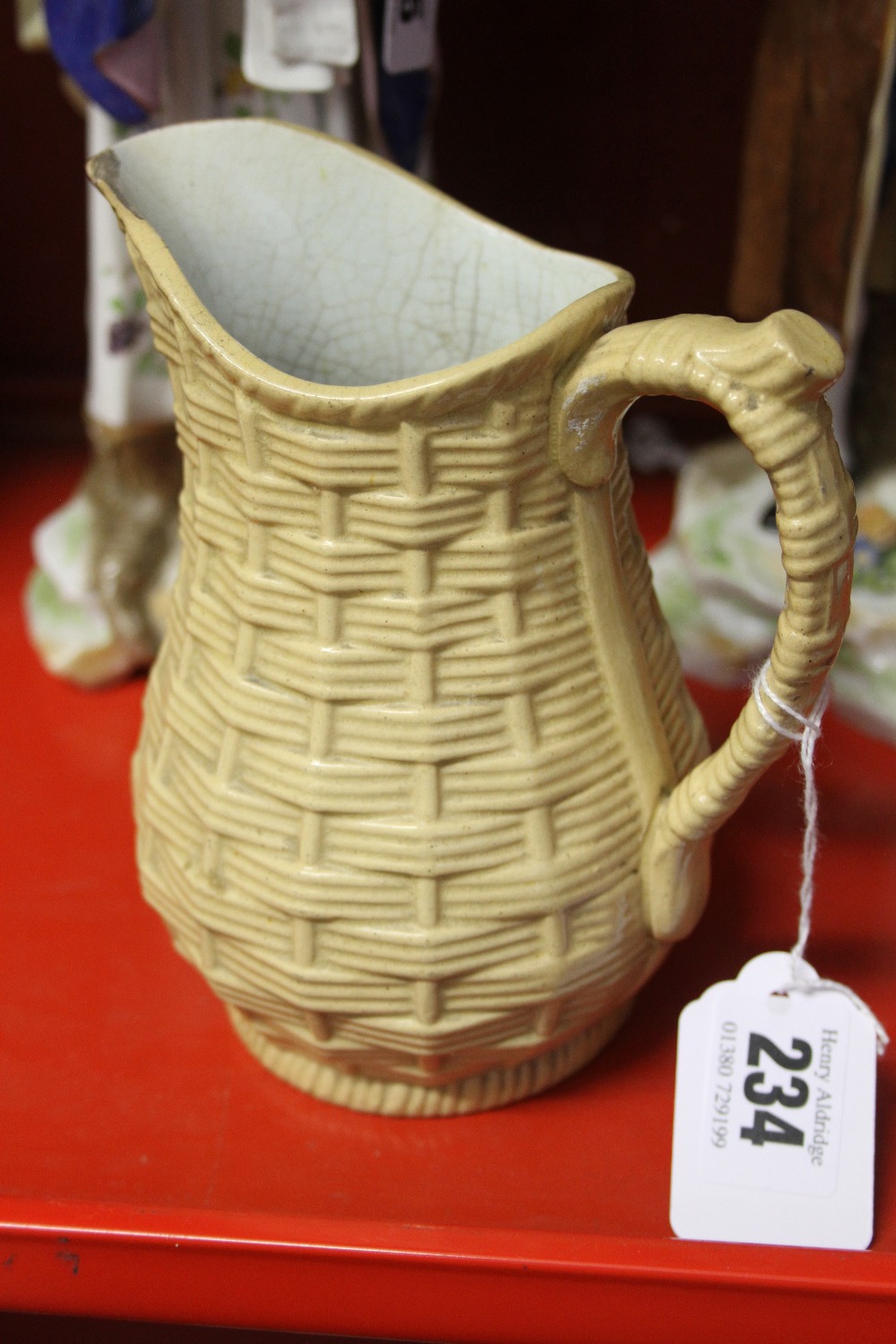 19th cent. Ceramics: Twigg K.P. Kilnhurst Pottery, jug basket weave ...