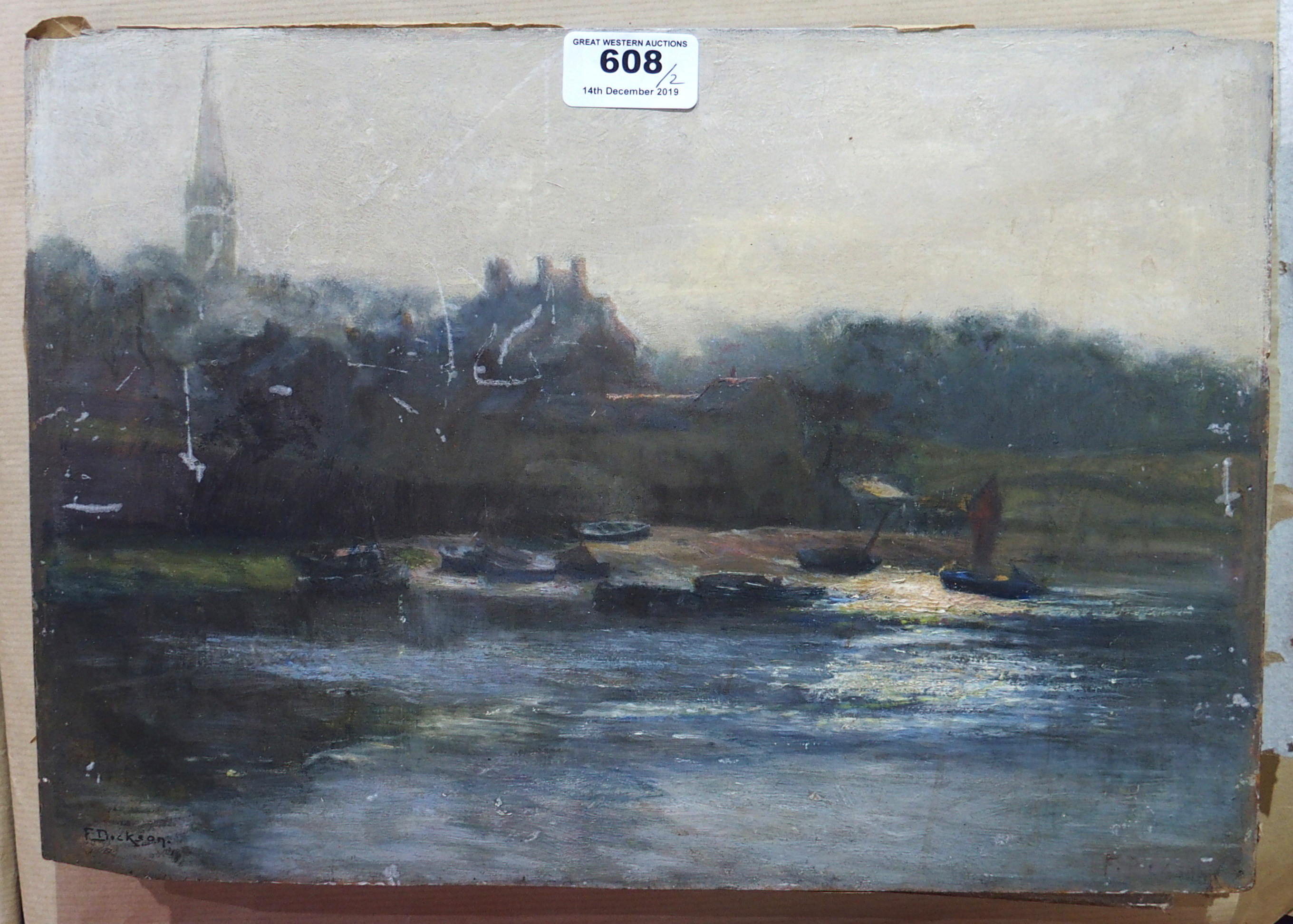 FRANK DICKSON RBA East Wind Effect on The Dee, signed, oil on board, 25 ...