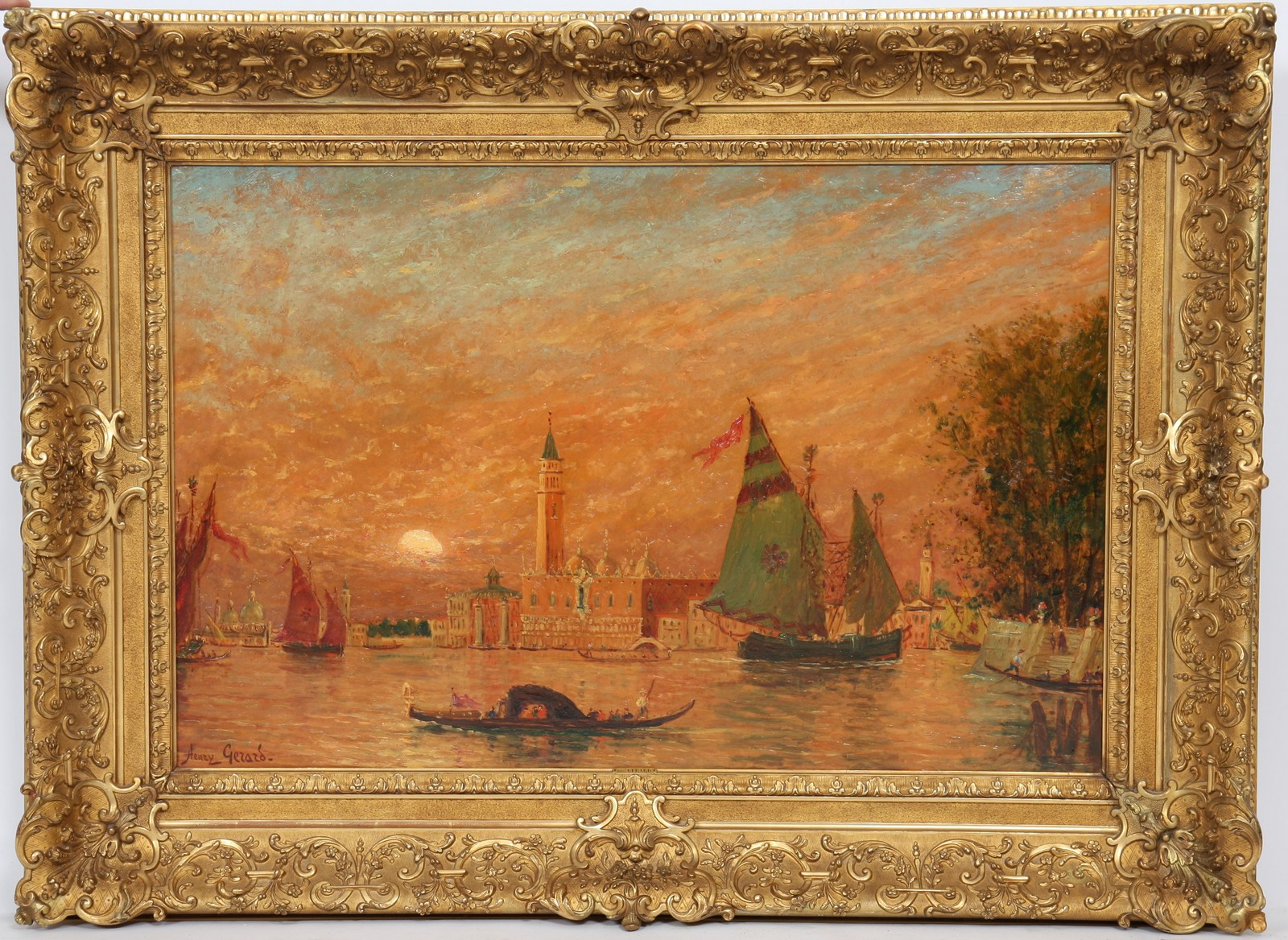 TABLEAU "VUE DE VENISE" DE HENRY GERARD Huile sur panneau encadrée ...