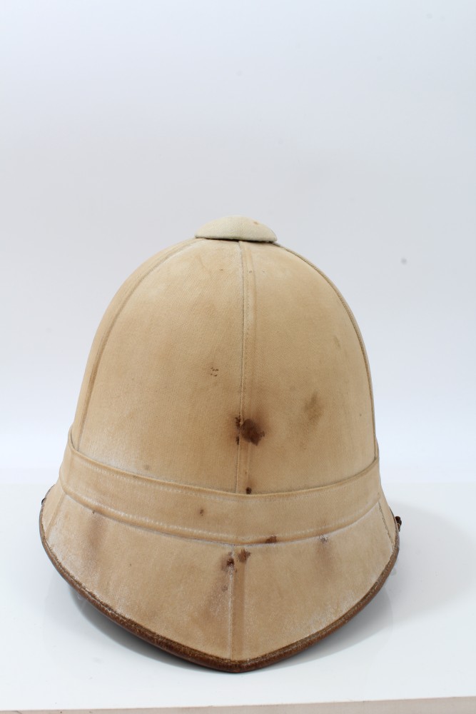 Victorian Officers' Zulu War-type pith helmet with green cloth and ...