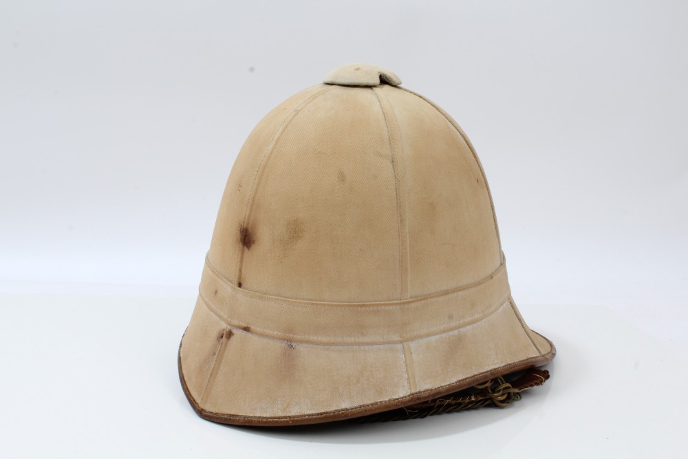 Victorian Officers' Zulu War-type pith helmet with green cloth and ...