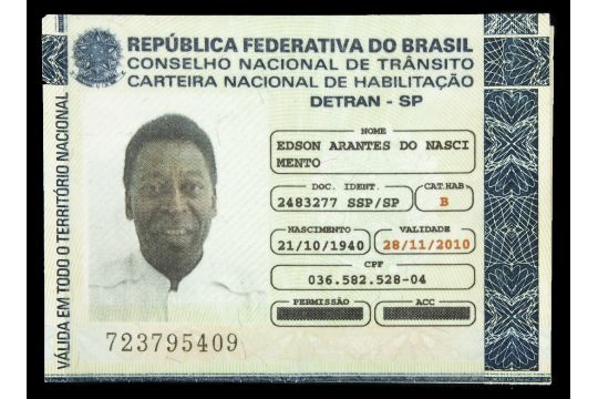 A 2010 Brazil National Driving License issued to Pelé in the name Edson ...