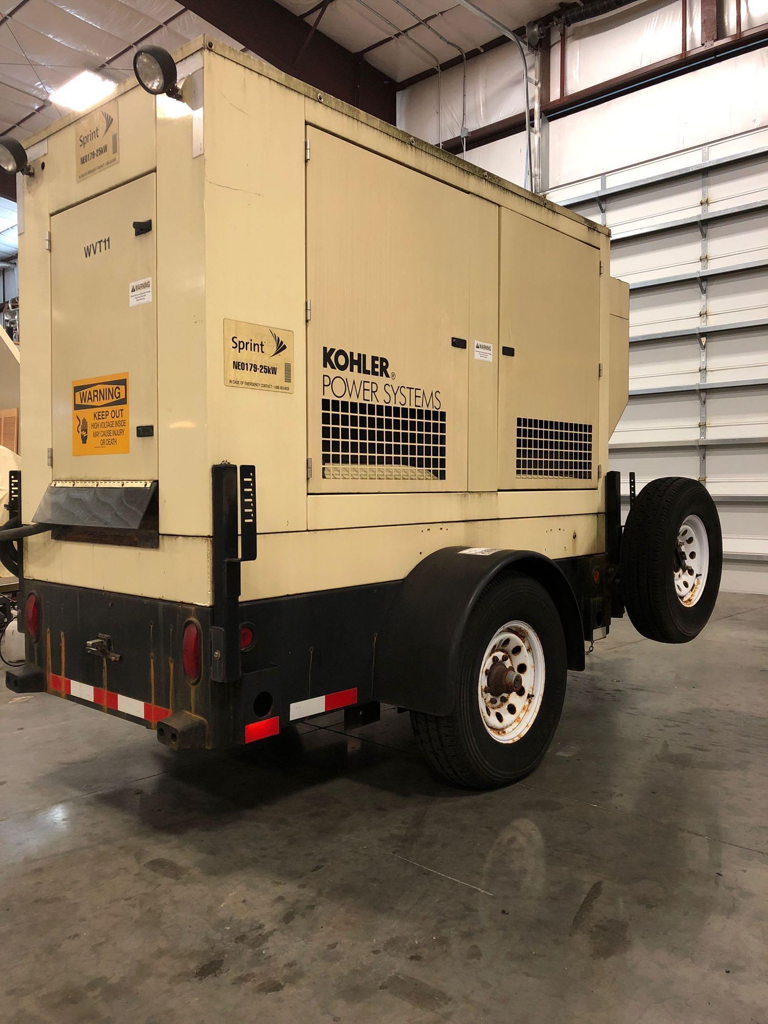 KOHLER TOW-BEHIND TRAILER MOUNTED GENERATOR, JOHN DEERE DIESEL, 25 KW ...