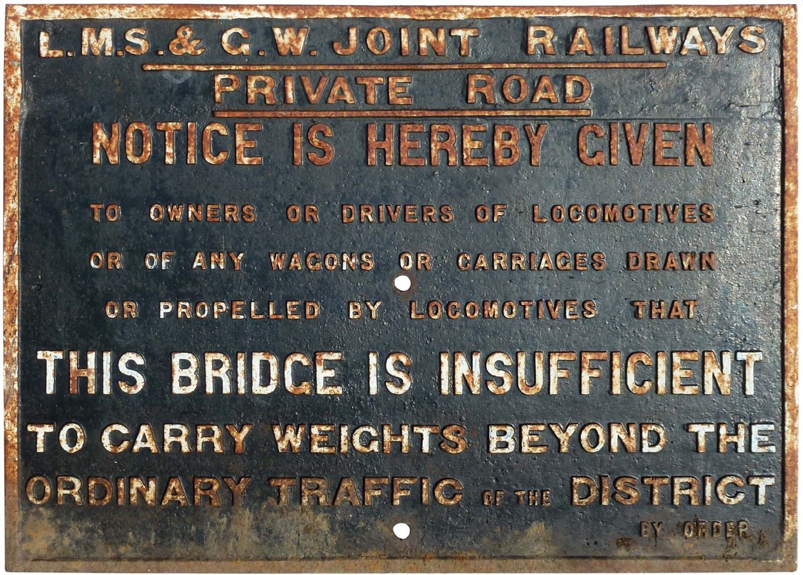 Cast Iron Railway Signs, LMS & GWR Private Road: A LMS & GWR Joint cast ...