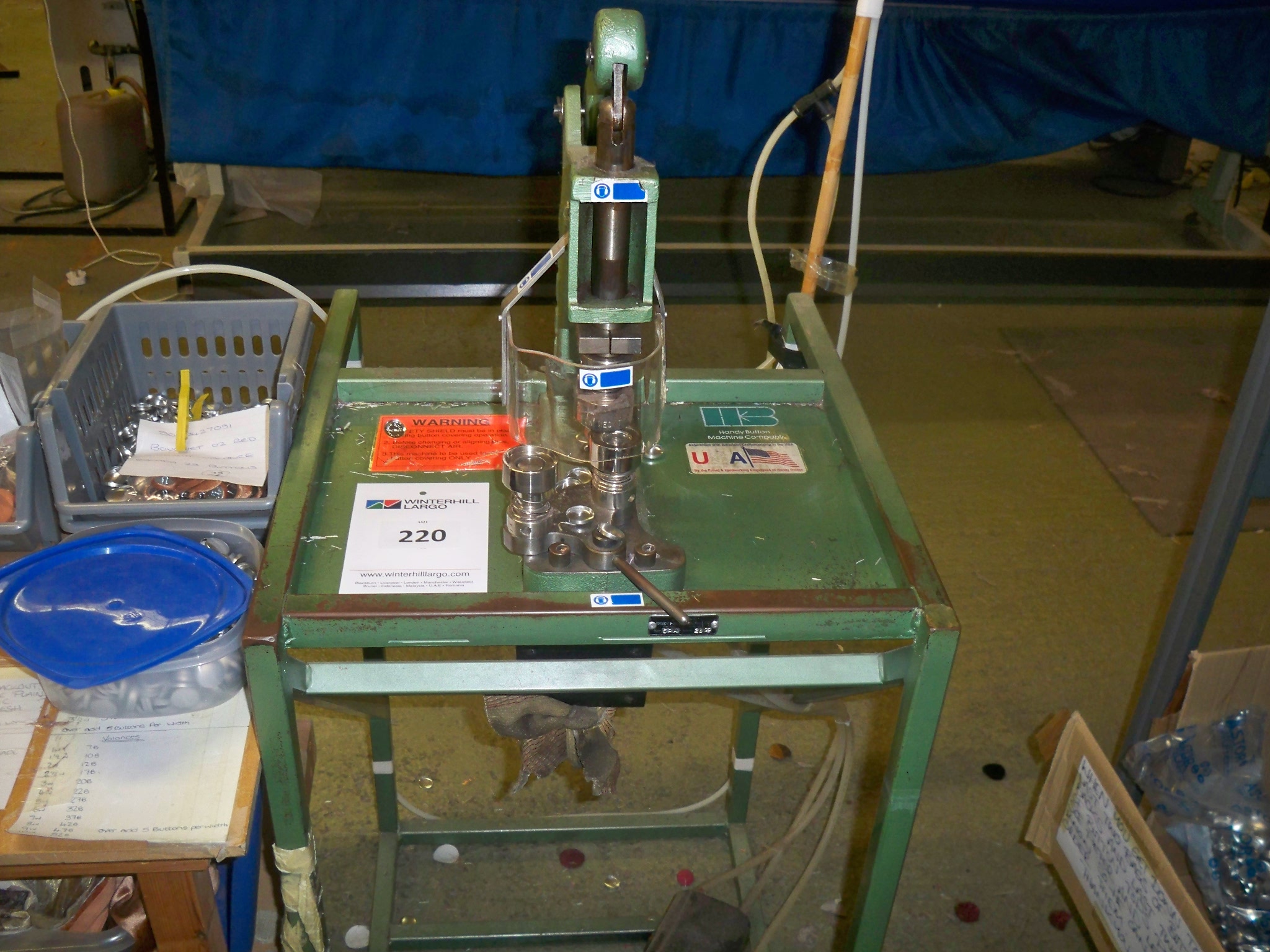 Handy Button Machine Co Model 5PA Pneumatic Button Covering Press ...