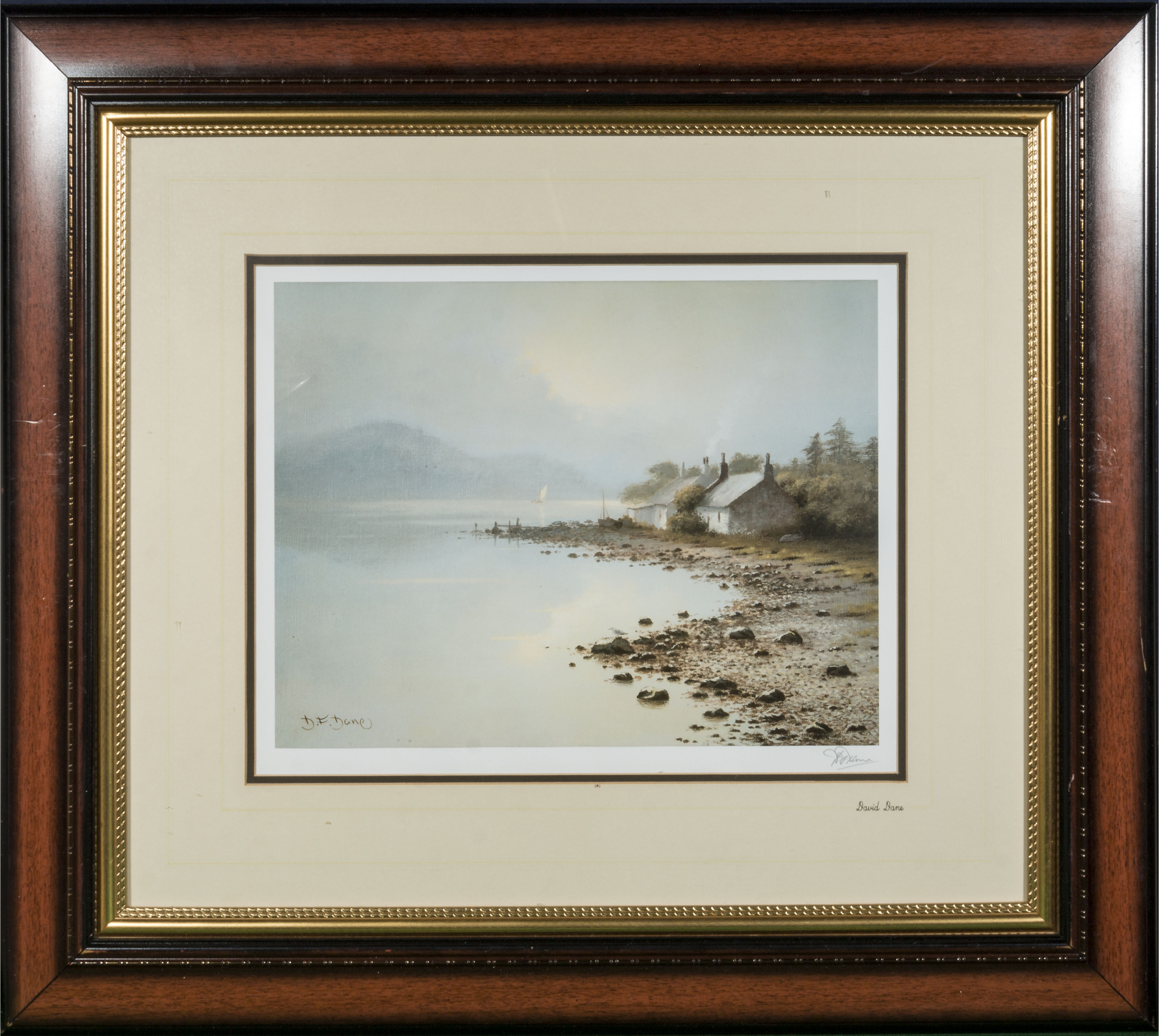 A pair of David Dane prints depicting lake scenes, signed in pencil D F ...