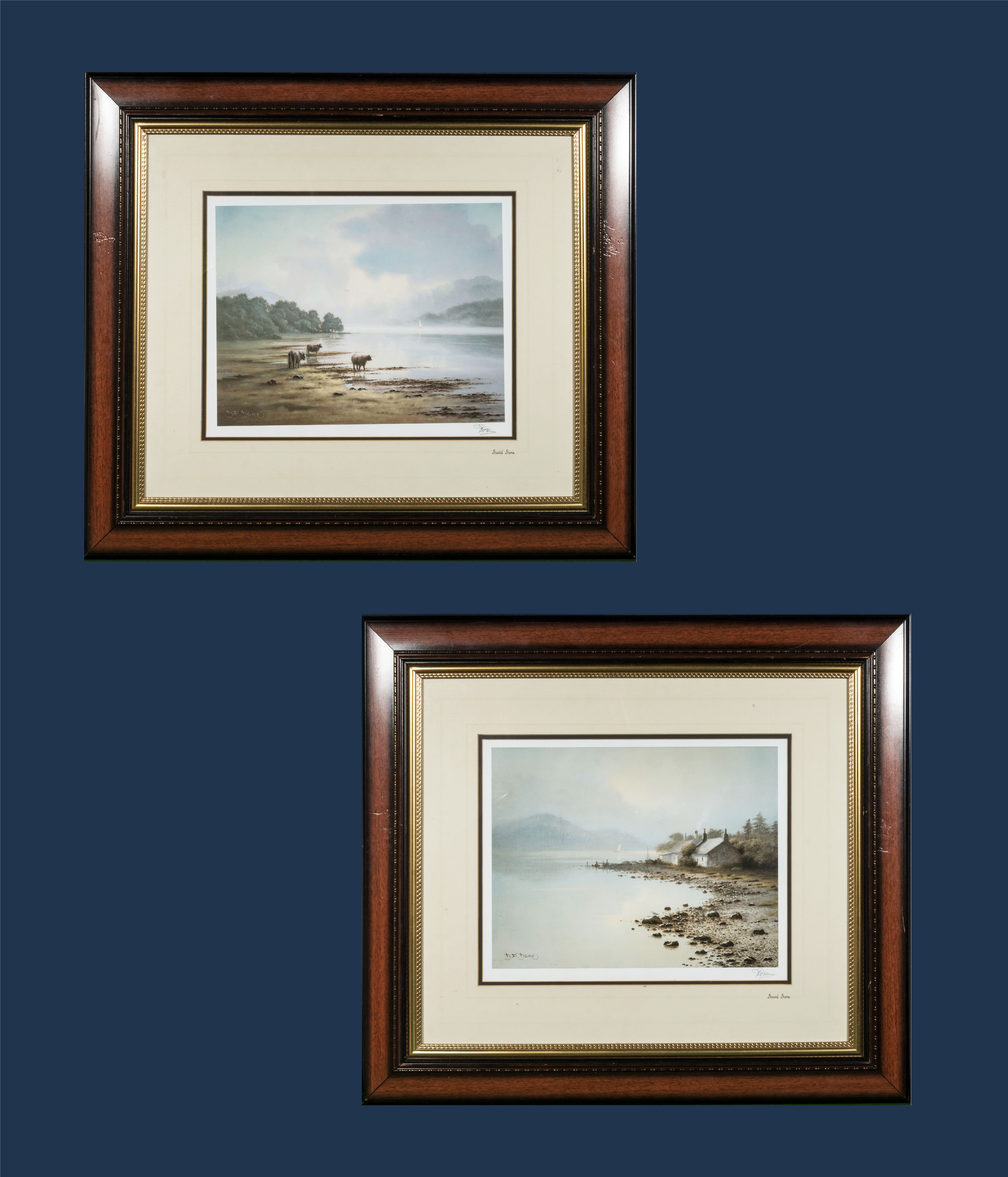 A pair of David Dane prints depicting lake scenes, signed in pencil D F ...