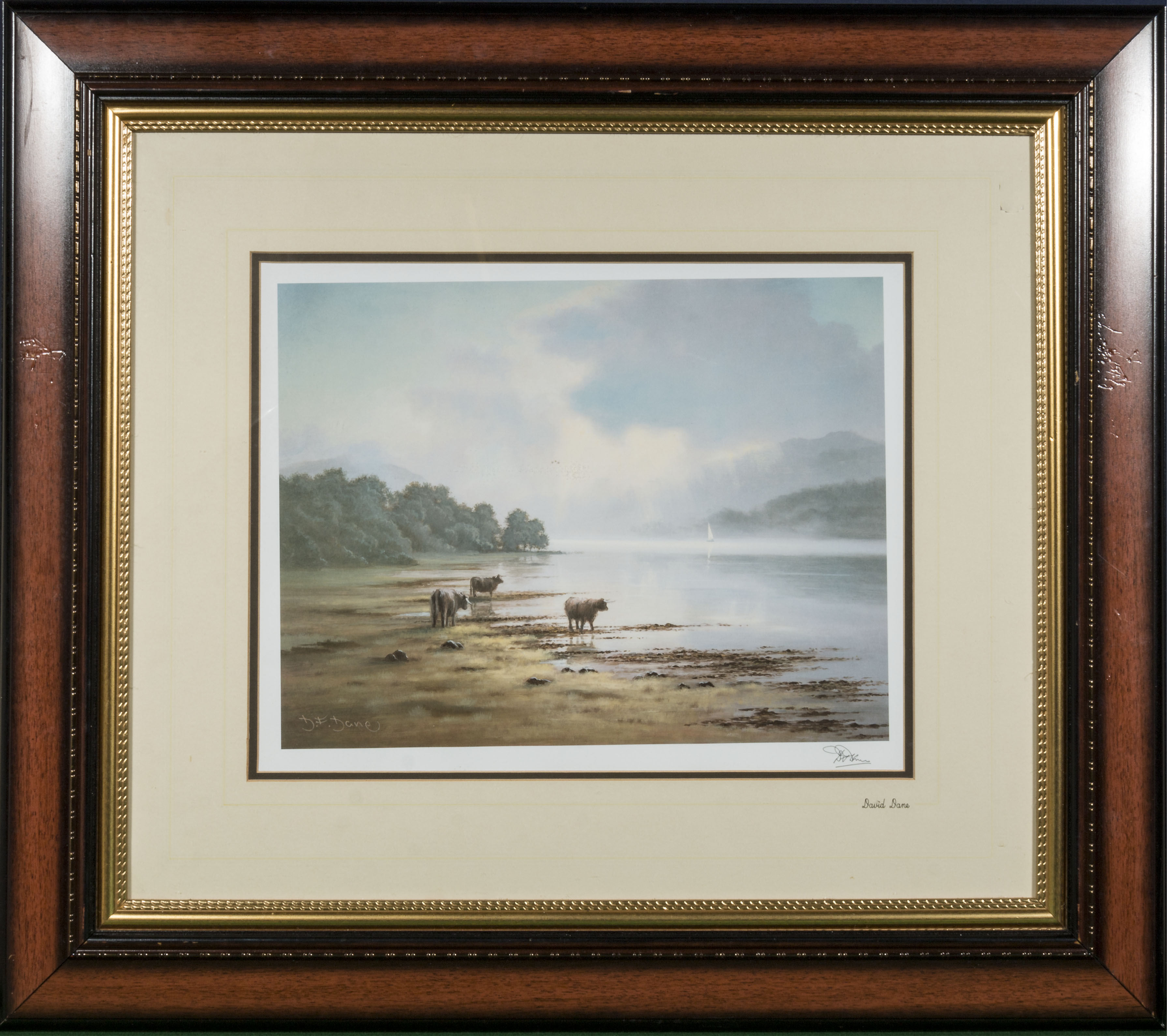 A pair of David Dane prints depicting lake scenes, signed in pencil D F ...