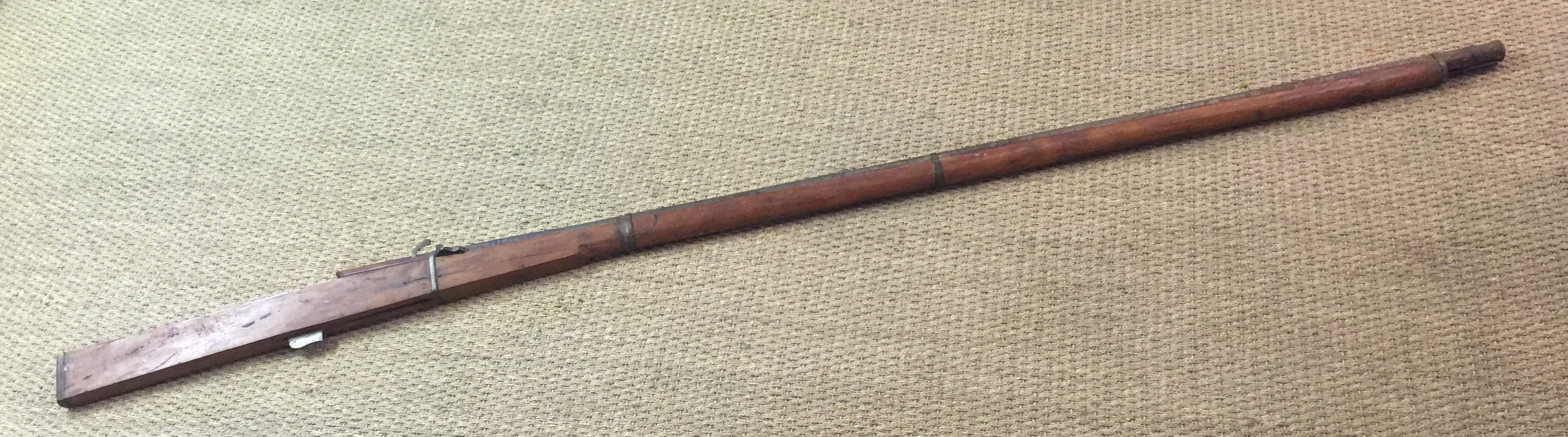 A 19TH CENTURY ELEPHANT RIFLE stamped to the barrel 219 cm