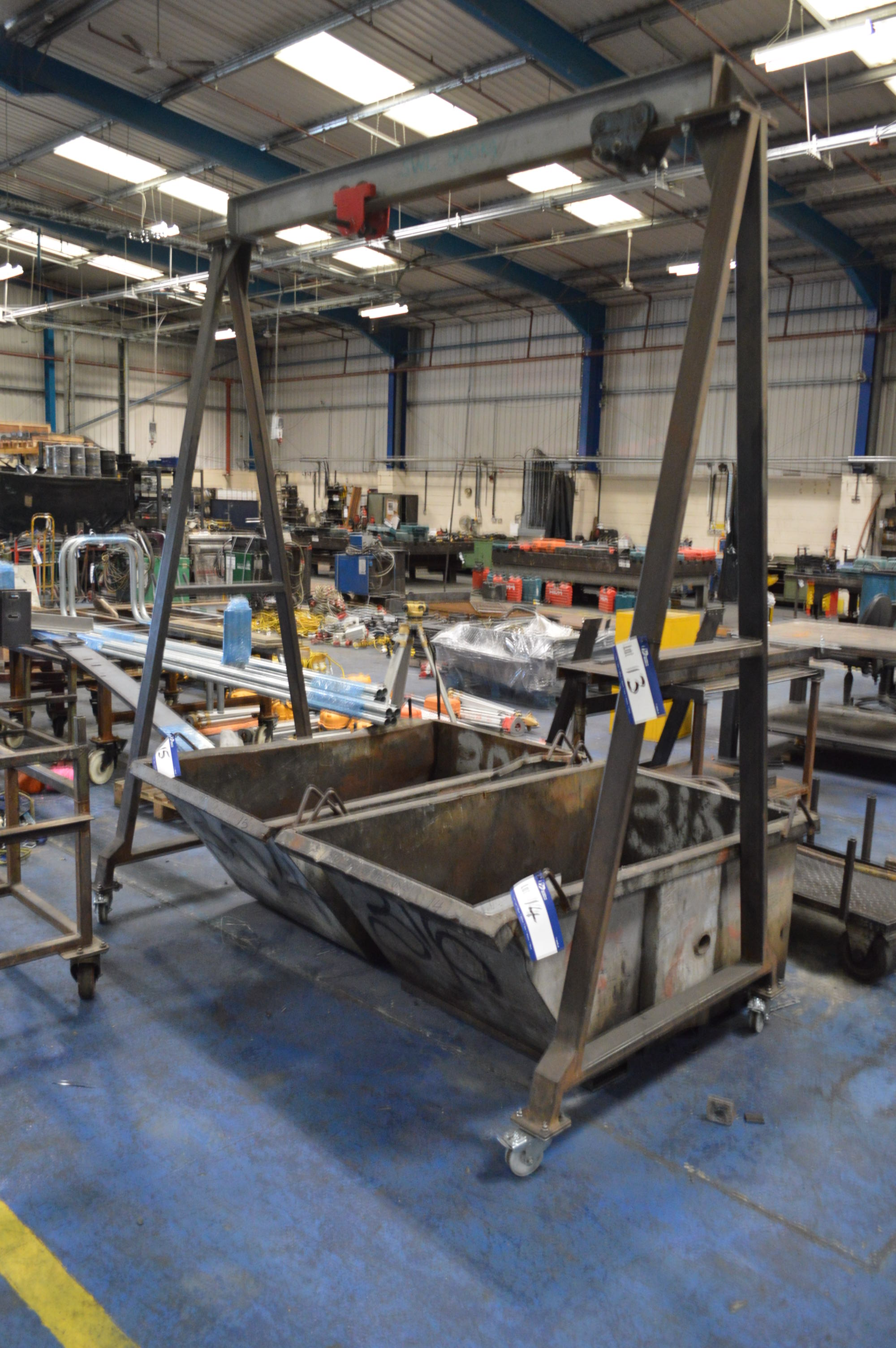 Bolted Steel A-Frame Lifting Gantry, 500kg SWL, approx. 2.2m wide x 2 ...