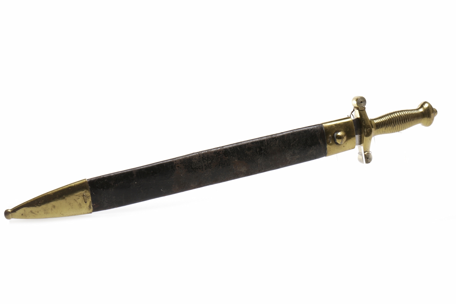 MID-19TH CENTURY GERMAN BRASS HILTED SHORT SWORD with double-edged ...