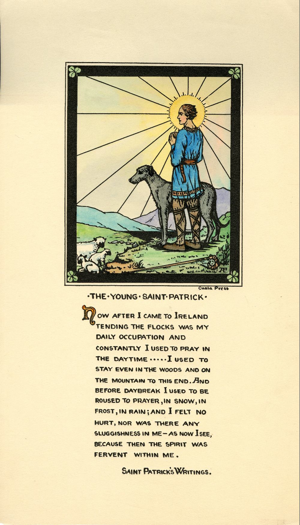 Cuala Press: Five original hand coloured prints, The Young St. Patrick ...