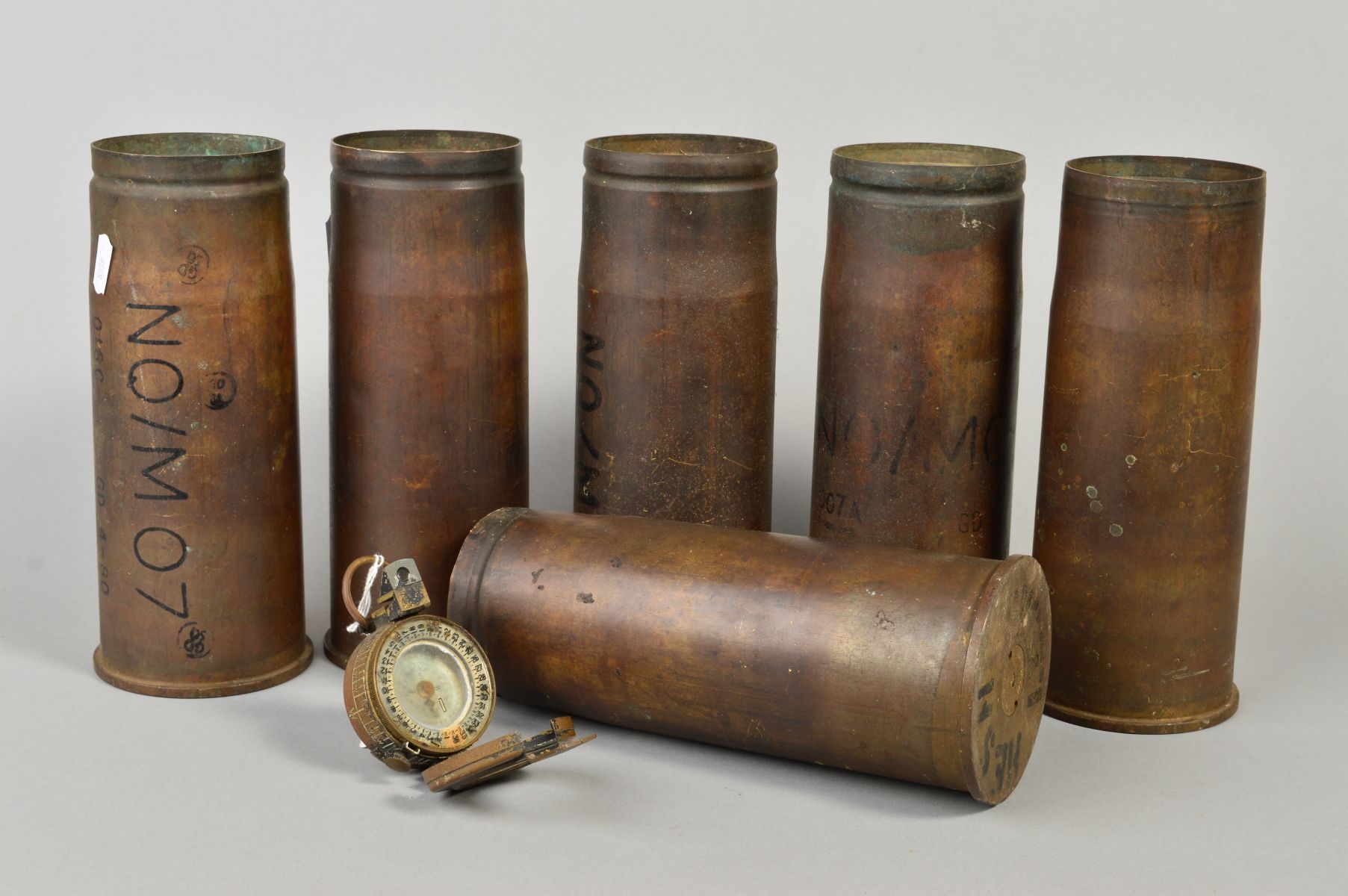 SIX 76MM ARMDC SHELL CASINGS, the 76mm gun was use on the Saladin ...