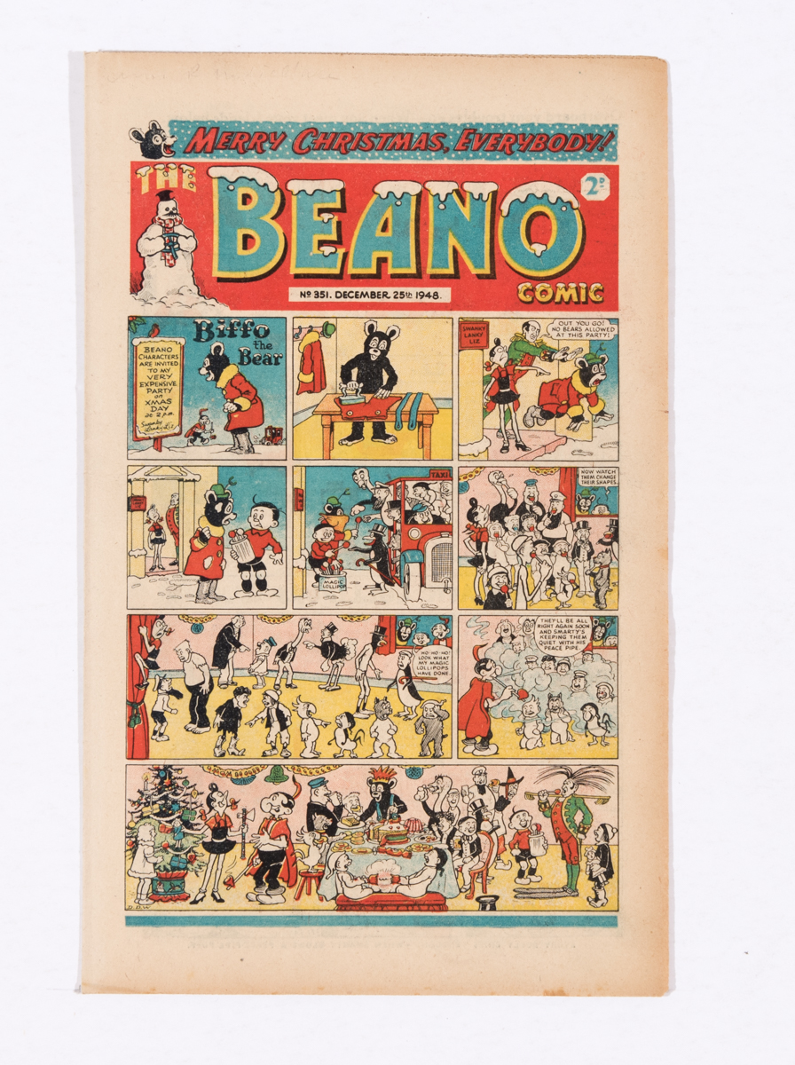 Beano 351 (1948) Xmas comic. Biffo invites all the Beano characters to ...