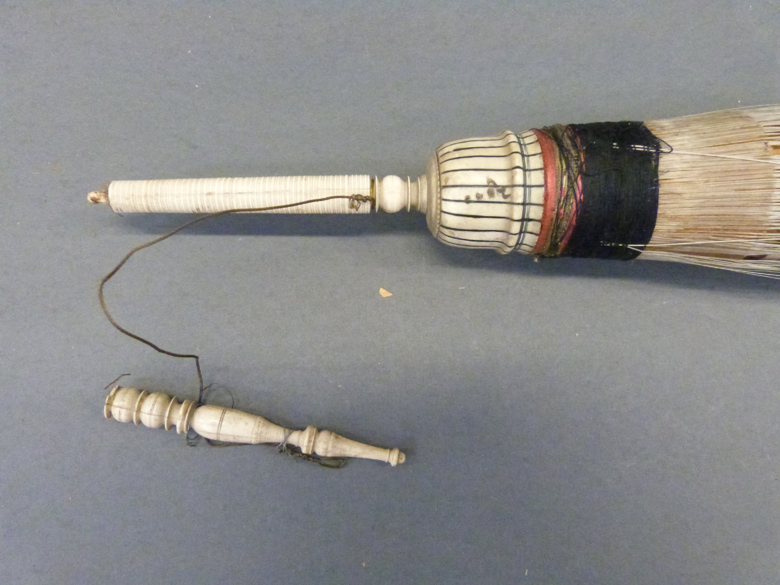 A 18th /19thC carved and turned Indian ivory ceremonial fly whisk ...
