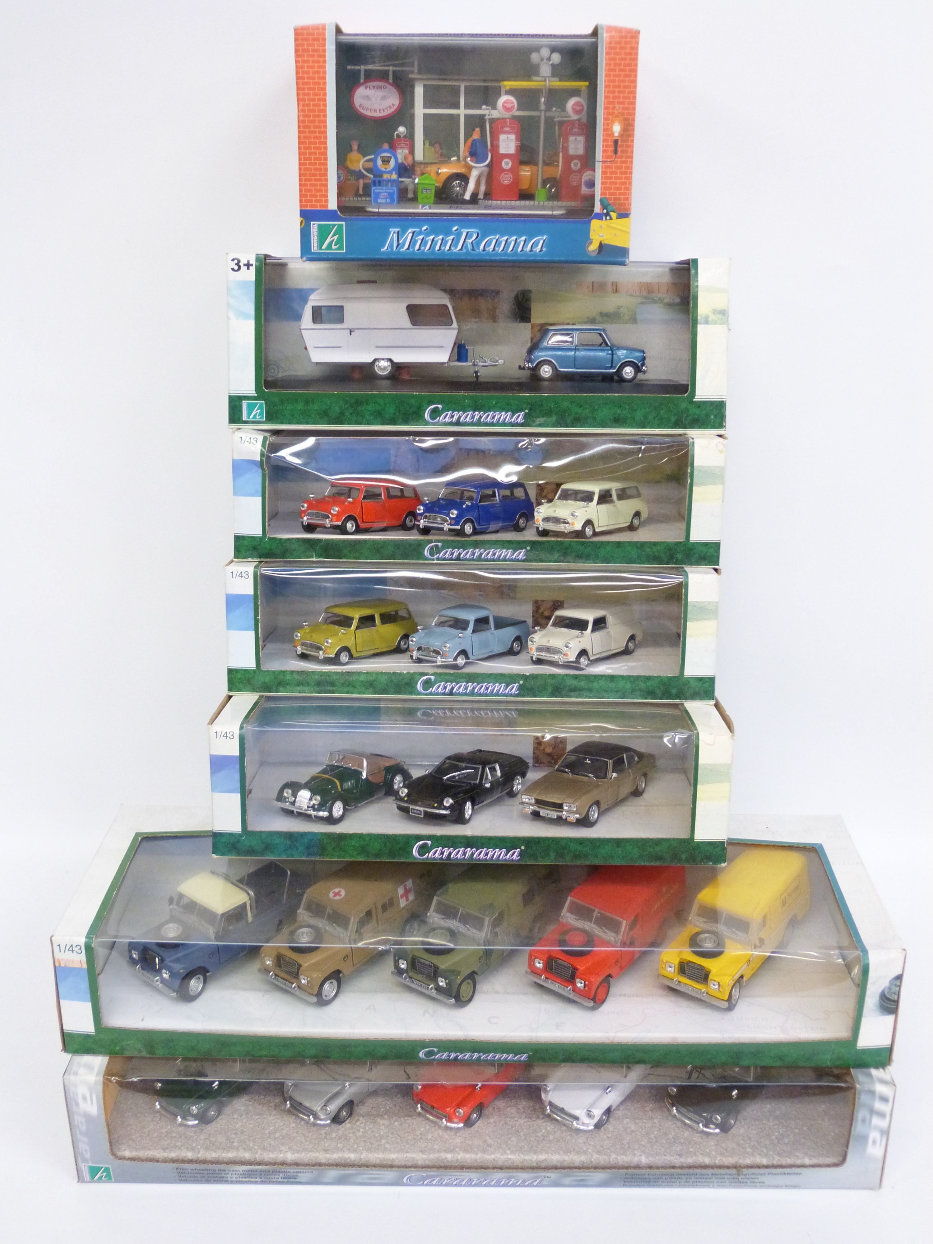 Seven Cararama and MiniRama 1:43 scale diecast model car sets, all in ...
