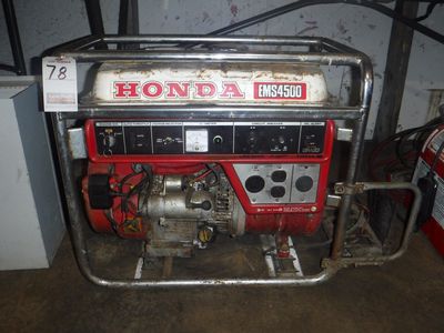 HONDA GAS GENERATOR, 4,500 WATTS, M/N EMS4500