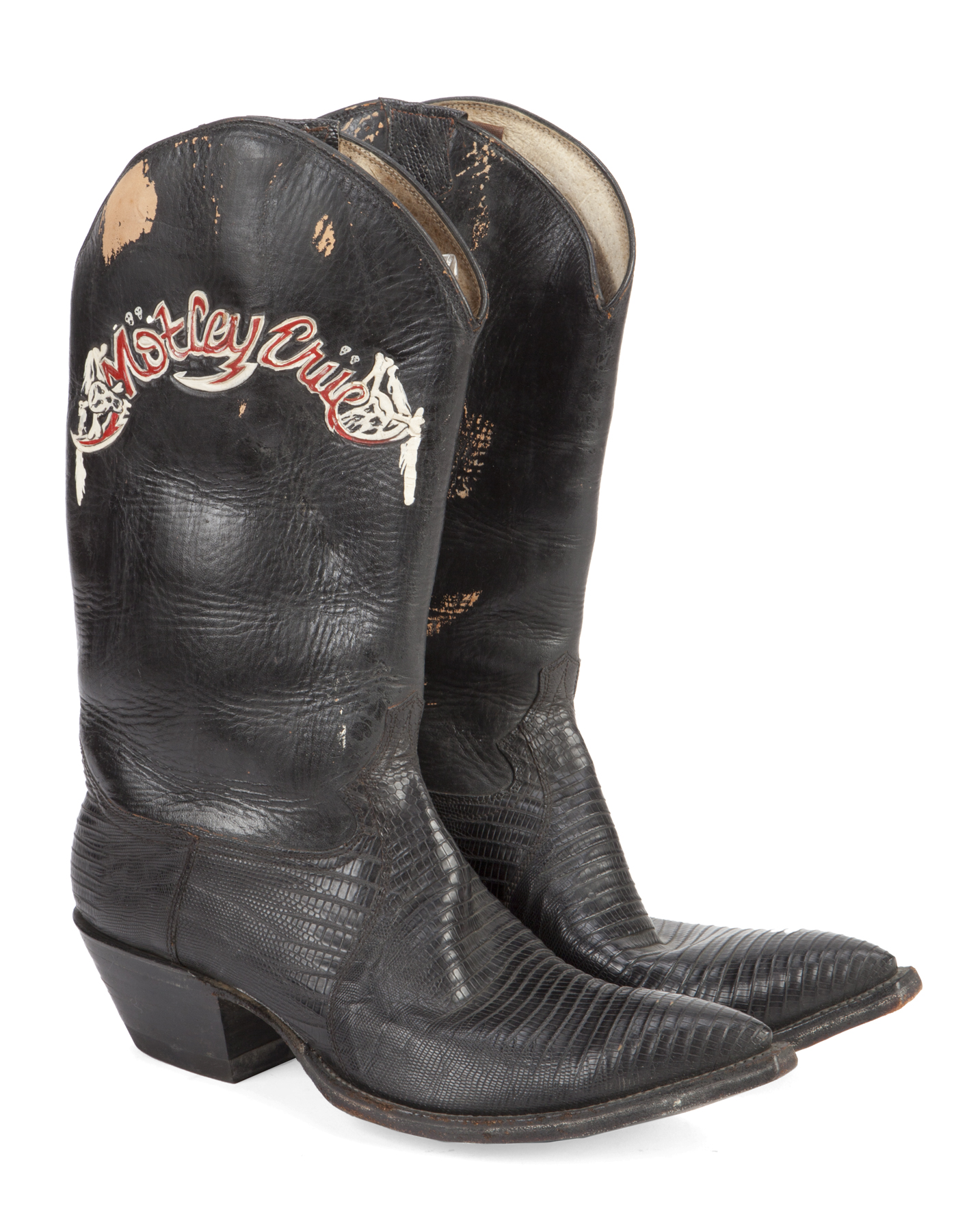 A pair of Tommy Lee custom-made Mötley Crüe cowboy boots. The boots ...