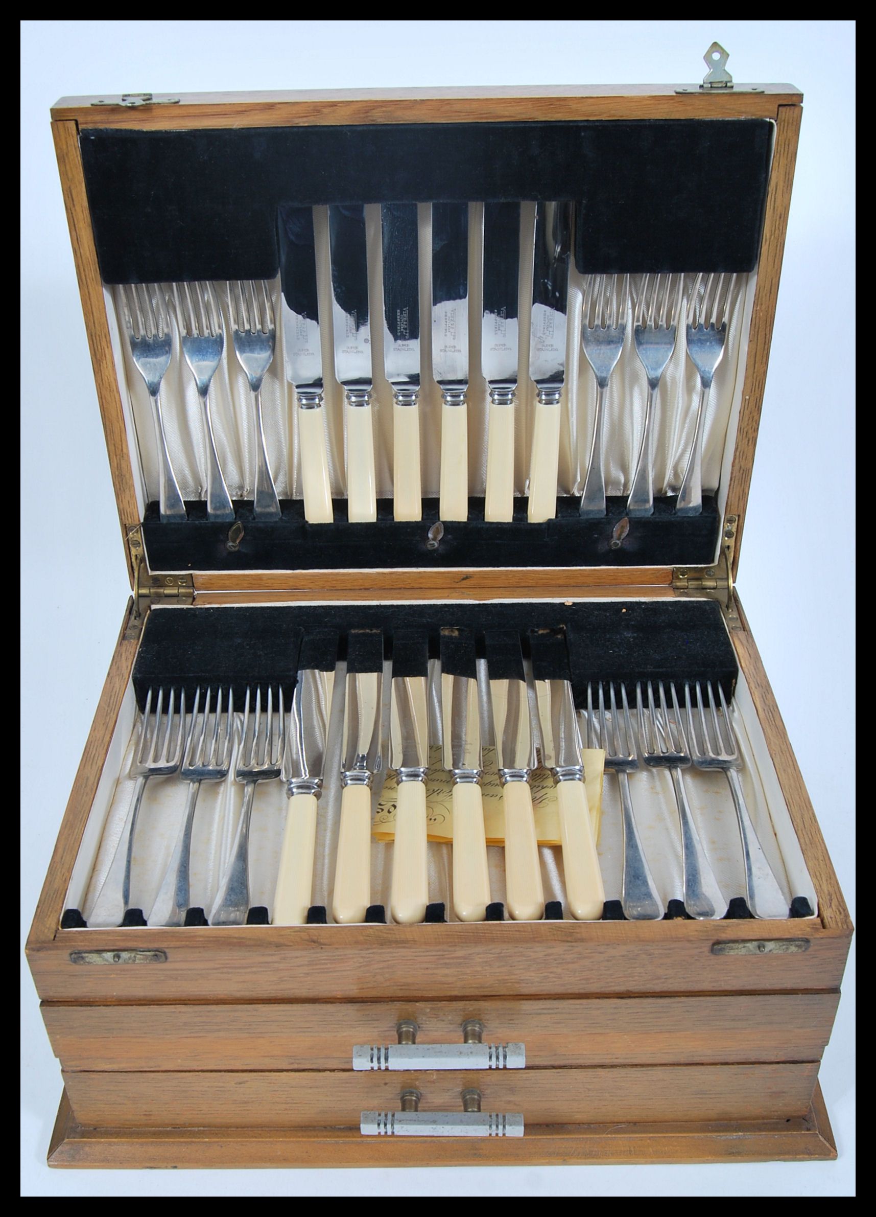 An extensive Viners twelve person silver plated canteen of cutlery in ...