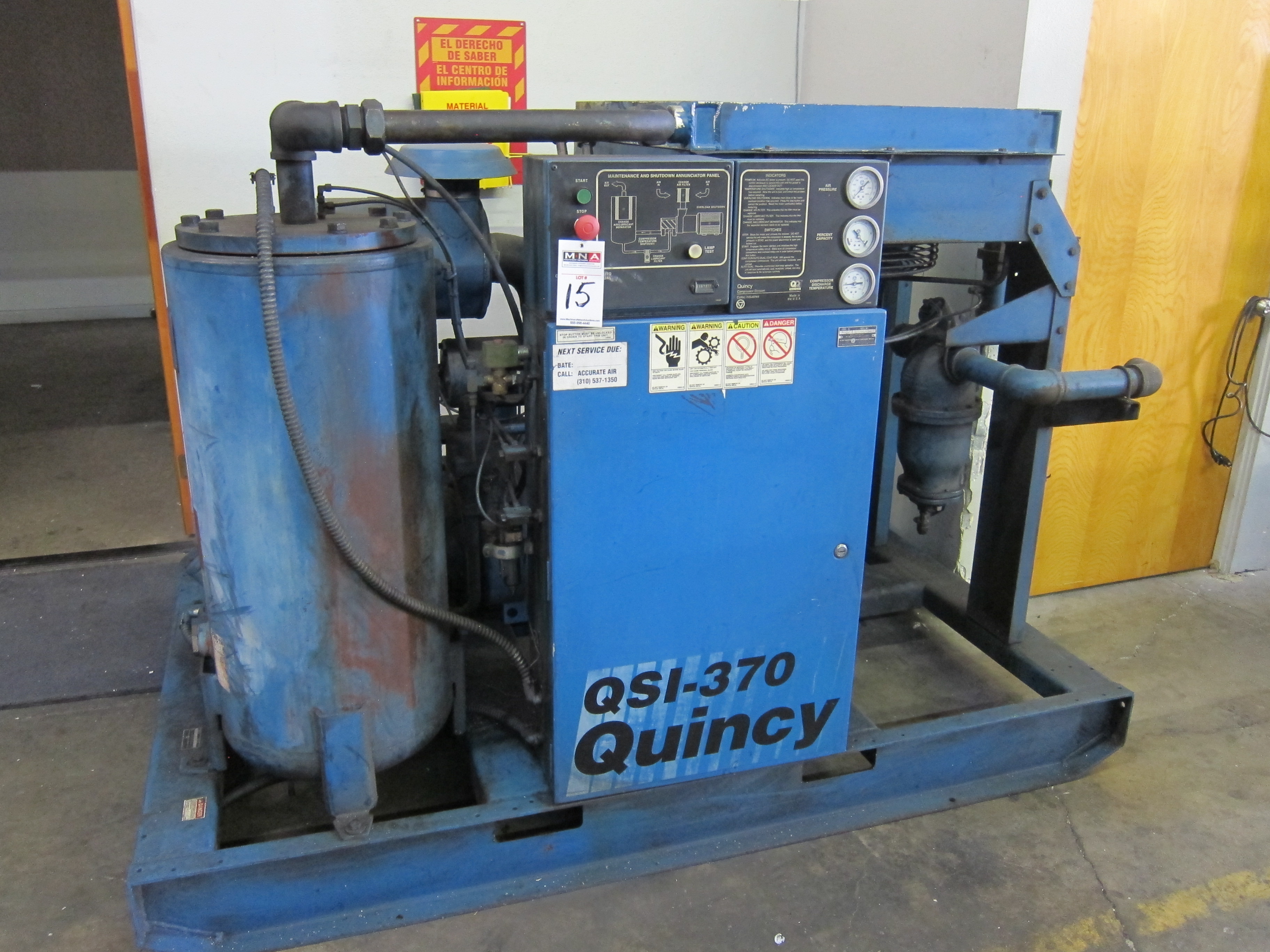 QUINCY QSI-370 AIR COMPRESSOR S/N 99812