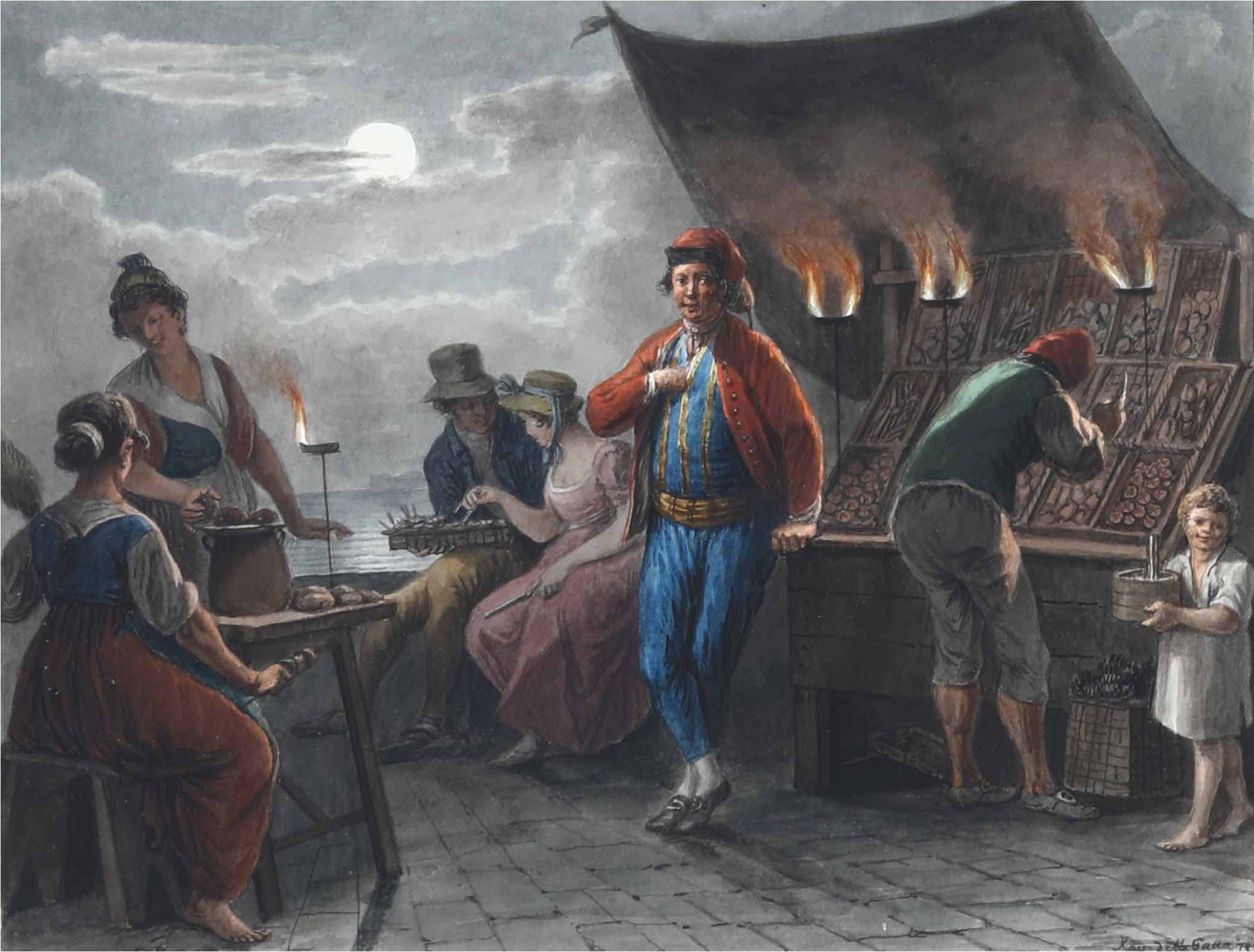Saverio della Gatta (1758 - 1828) Venditore di ostriche e frutti di ...