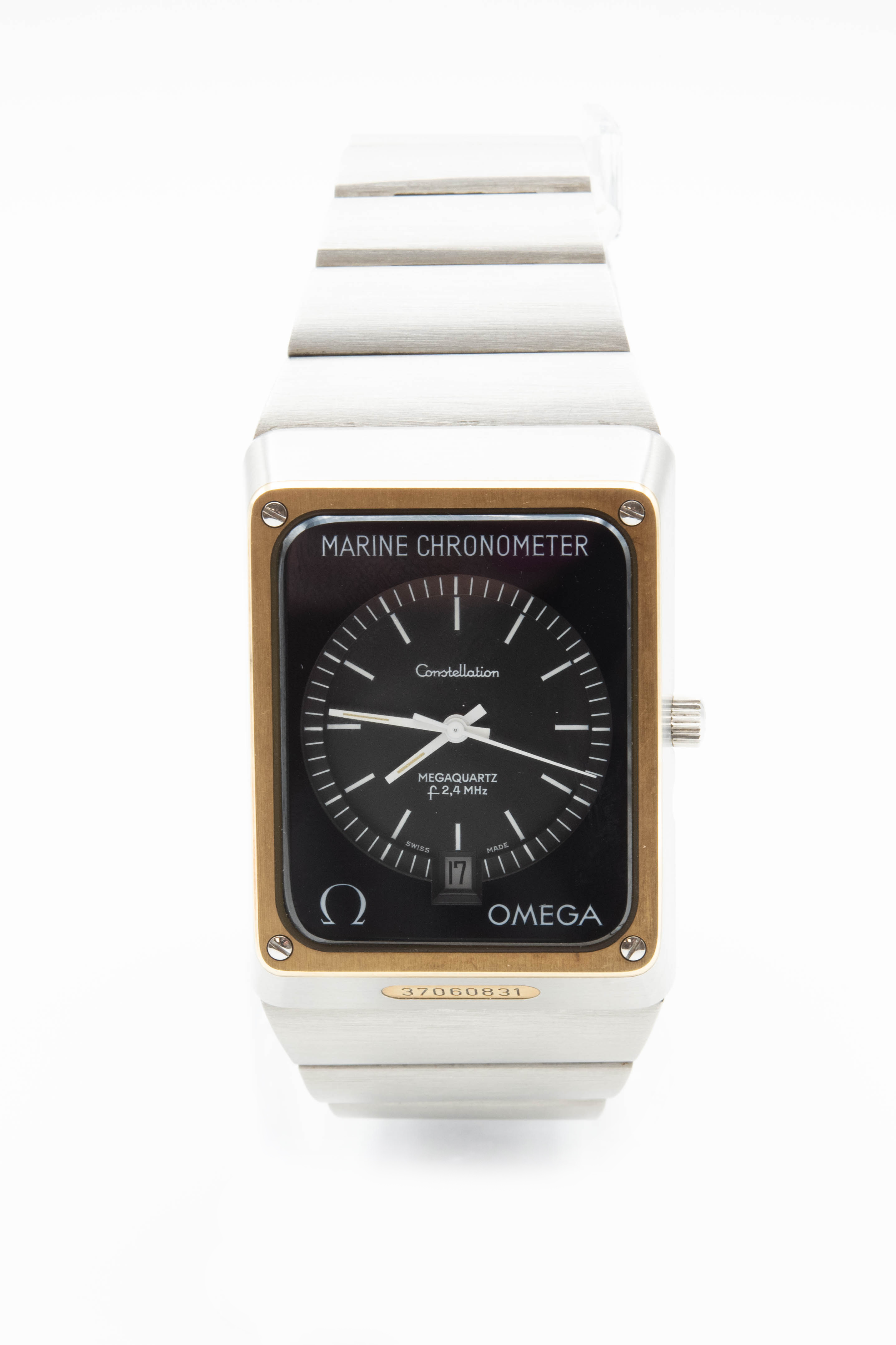 AN OMEGA MEGAQUARTZ MARINE CHRONOMETER BRACELET WATCH. Rectangular ...