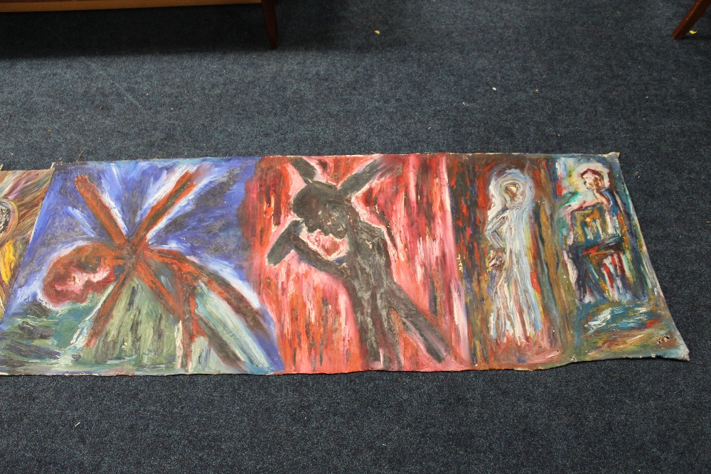 MARY BARNES (1923 - 2001). 'The Way of the Cross', signed, oil on ...