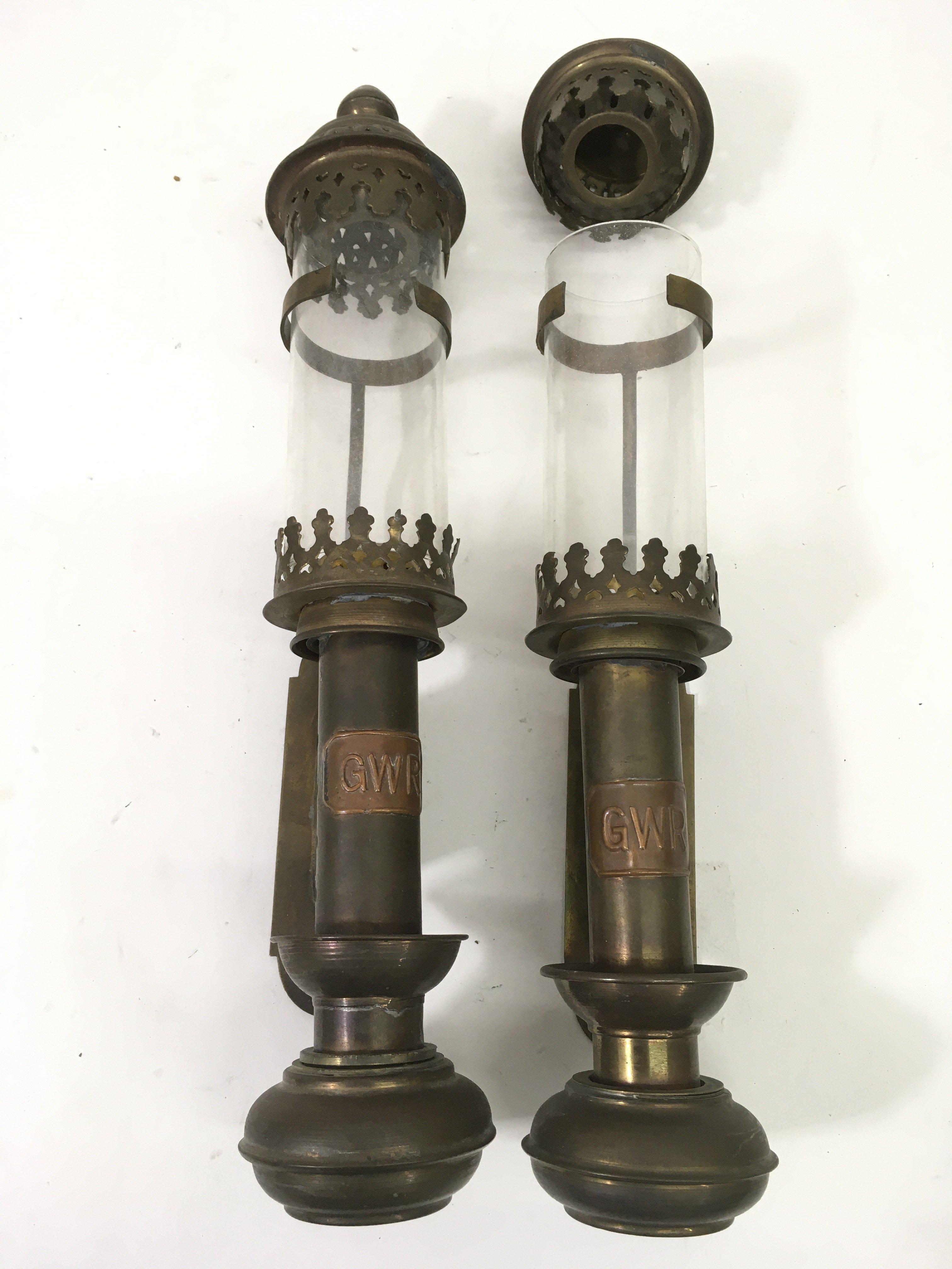 A pair of GWR railway lamps.Approx 38cm long