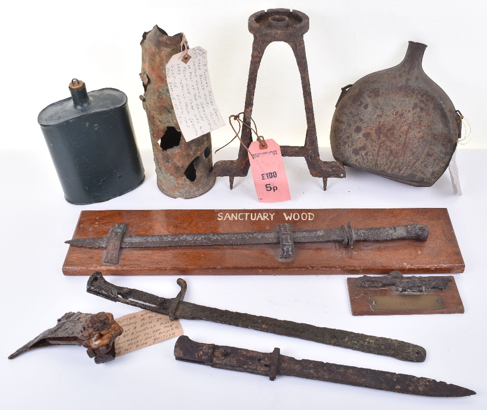 WW1 Battle Field Recovered Relics. Quantity of relics most with labels ...